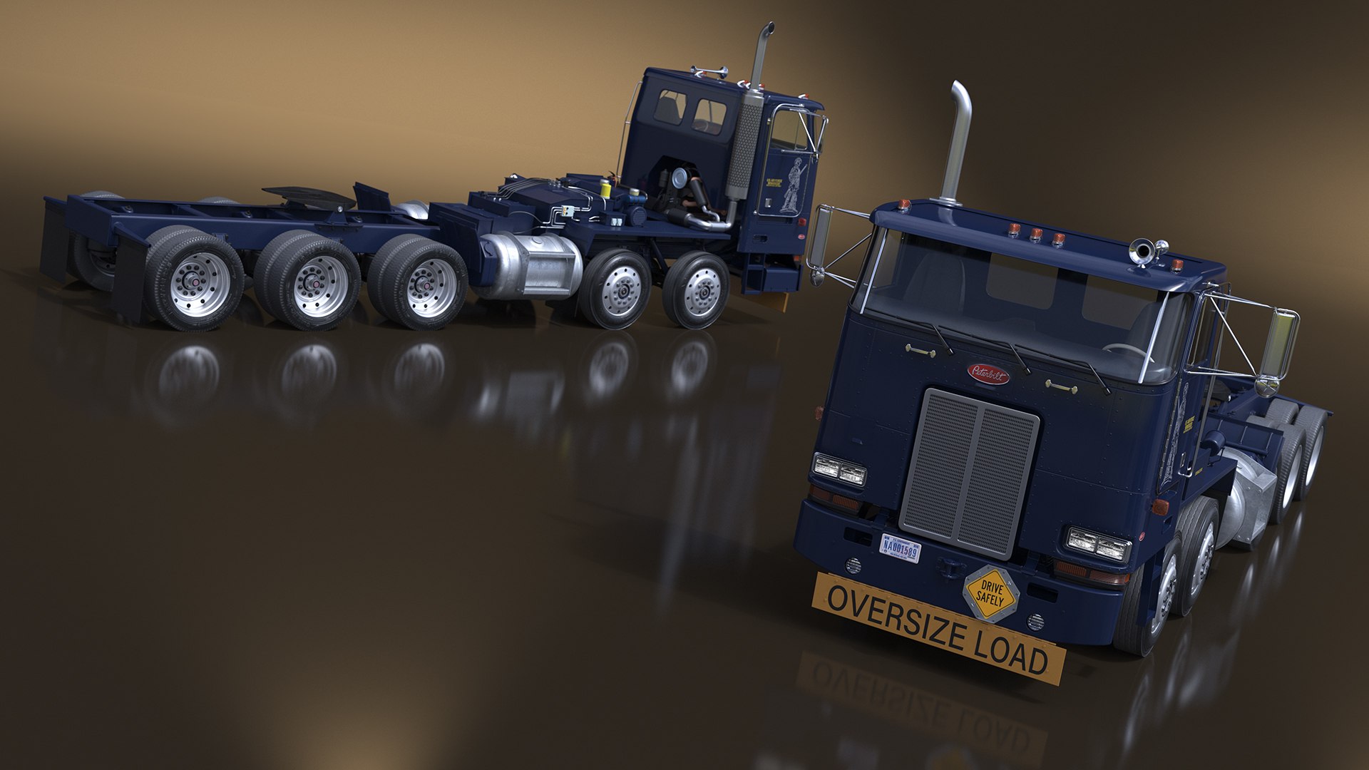 Peterbilt 362 Cab Over Truck Dark Blue Simplified Model - TurboSquid ...