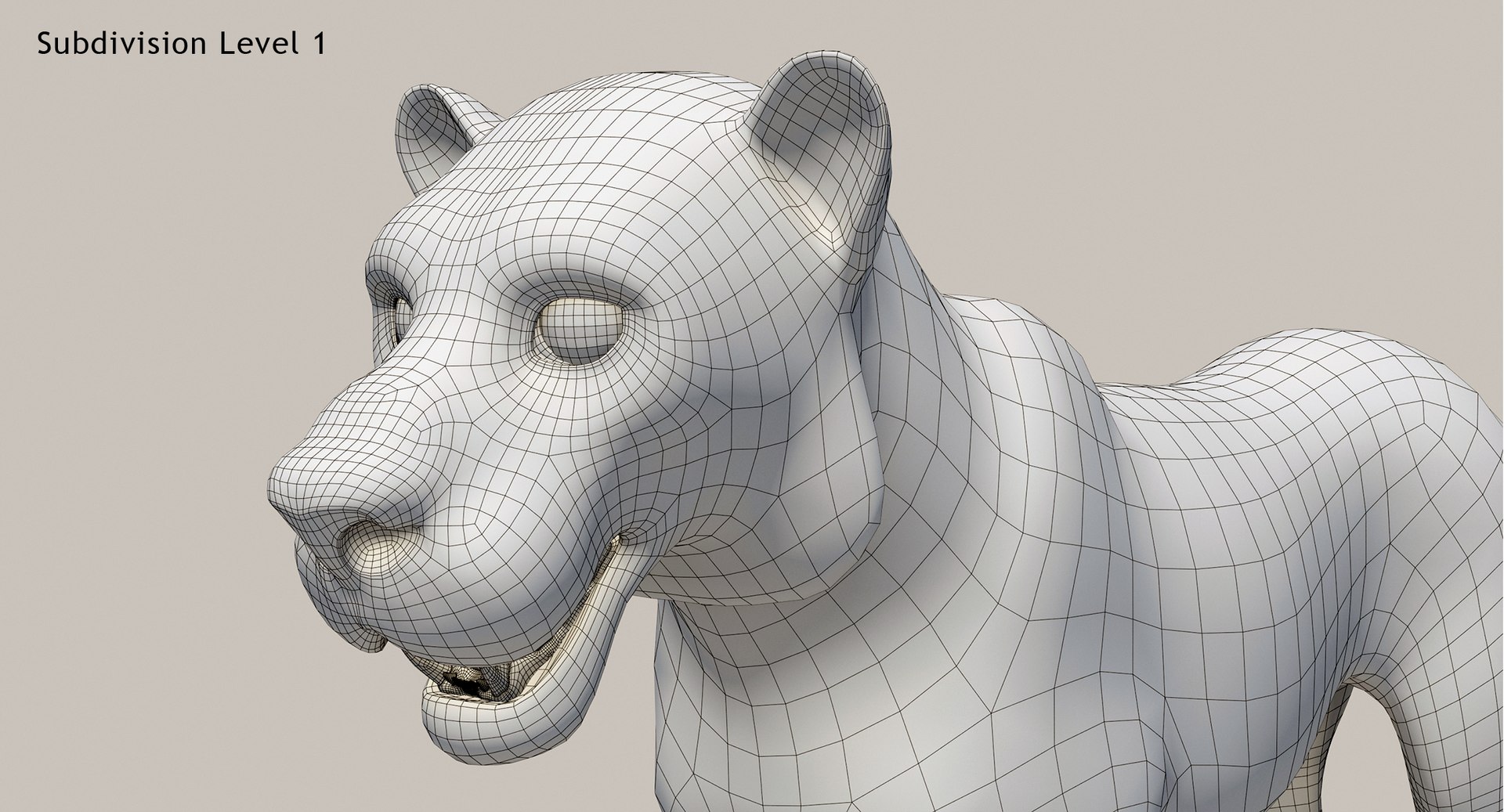 3d model cartoon tiger white natural