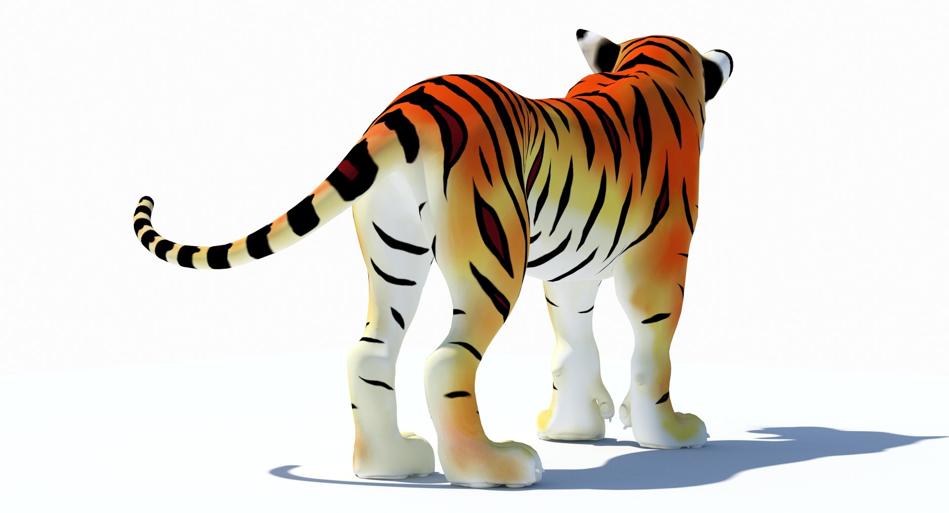 3d model cartoon tiger white natural
