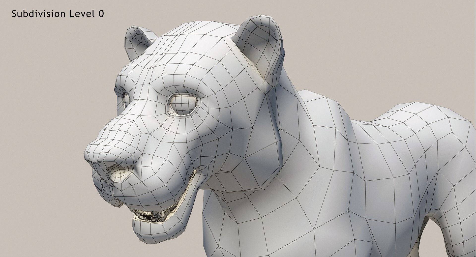 3d model cartoon tiger white natural