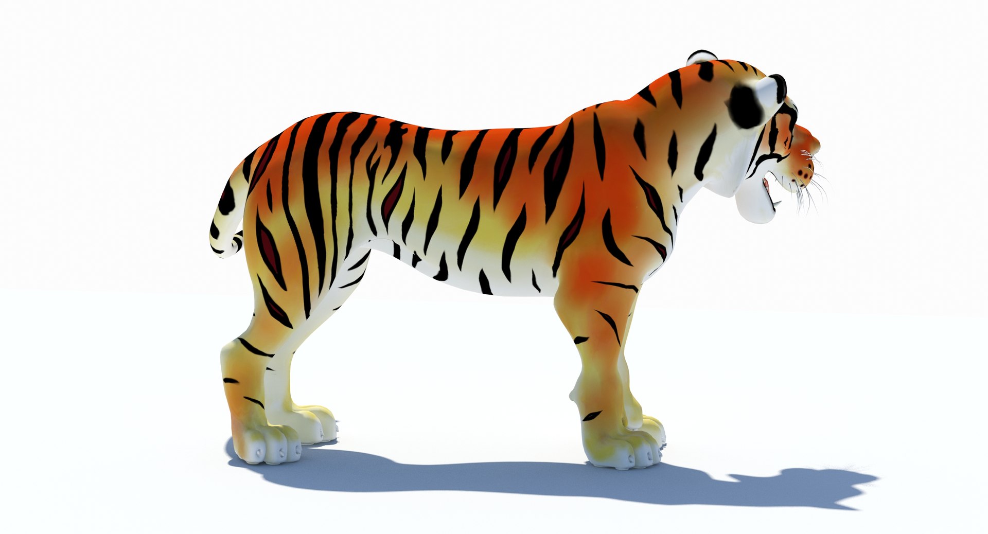 3d model cartoon tiger white natural