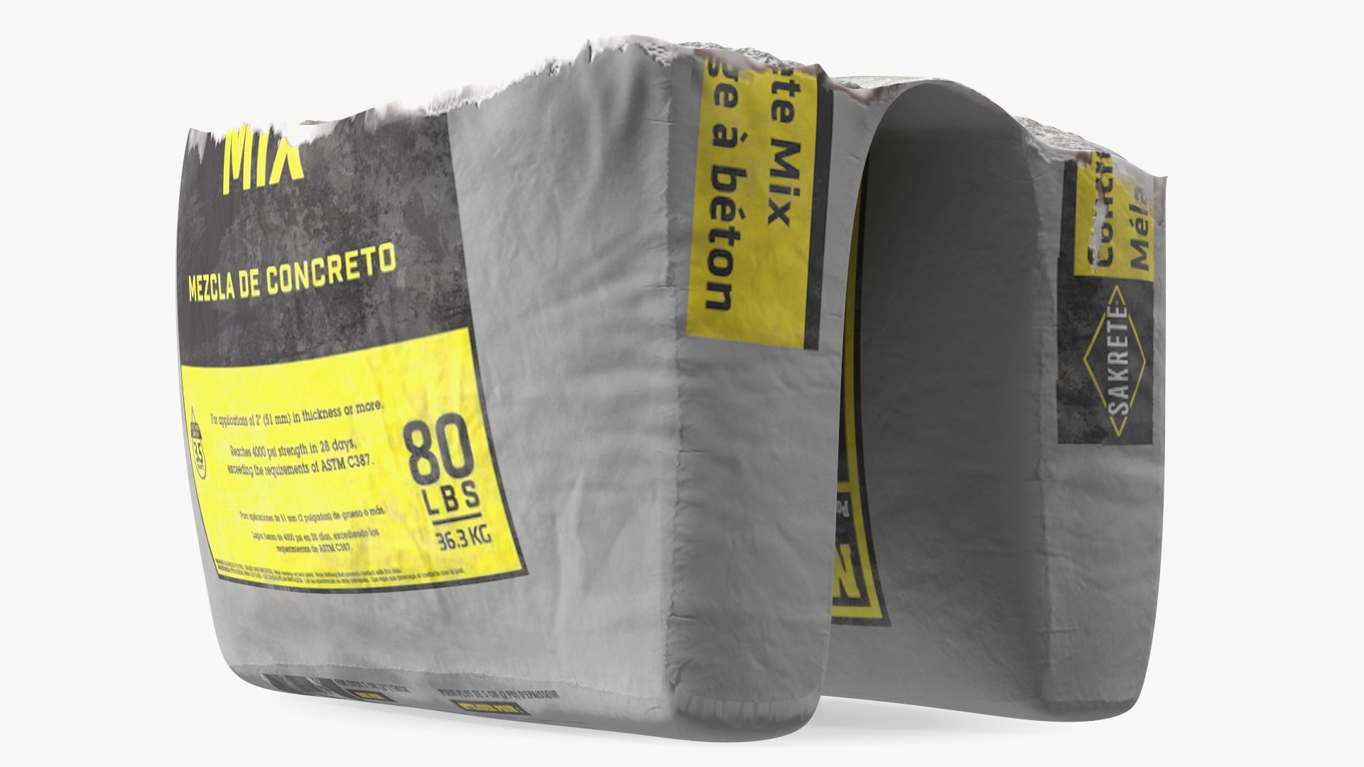 Open Package Of Cement Sakrete 80 Lb White 3D Model - TurboSquid 2139746