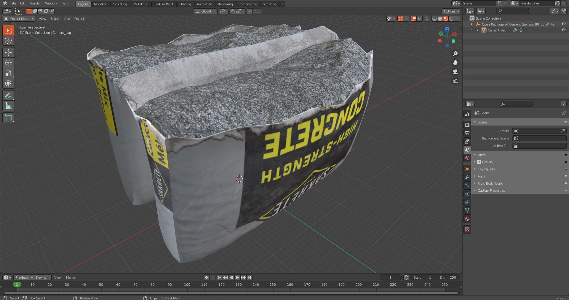 Open Package Of Cement Sakrete 80 Lb White 3D Model - TurboSquid 2139746