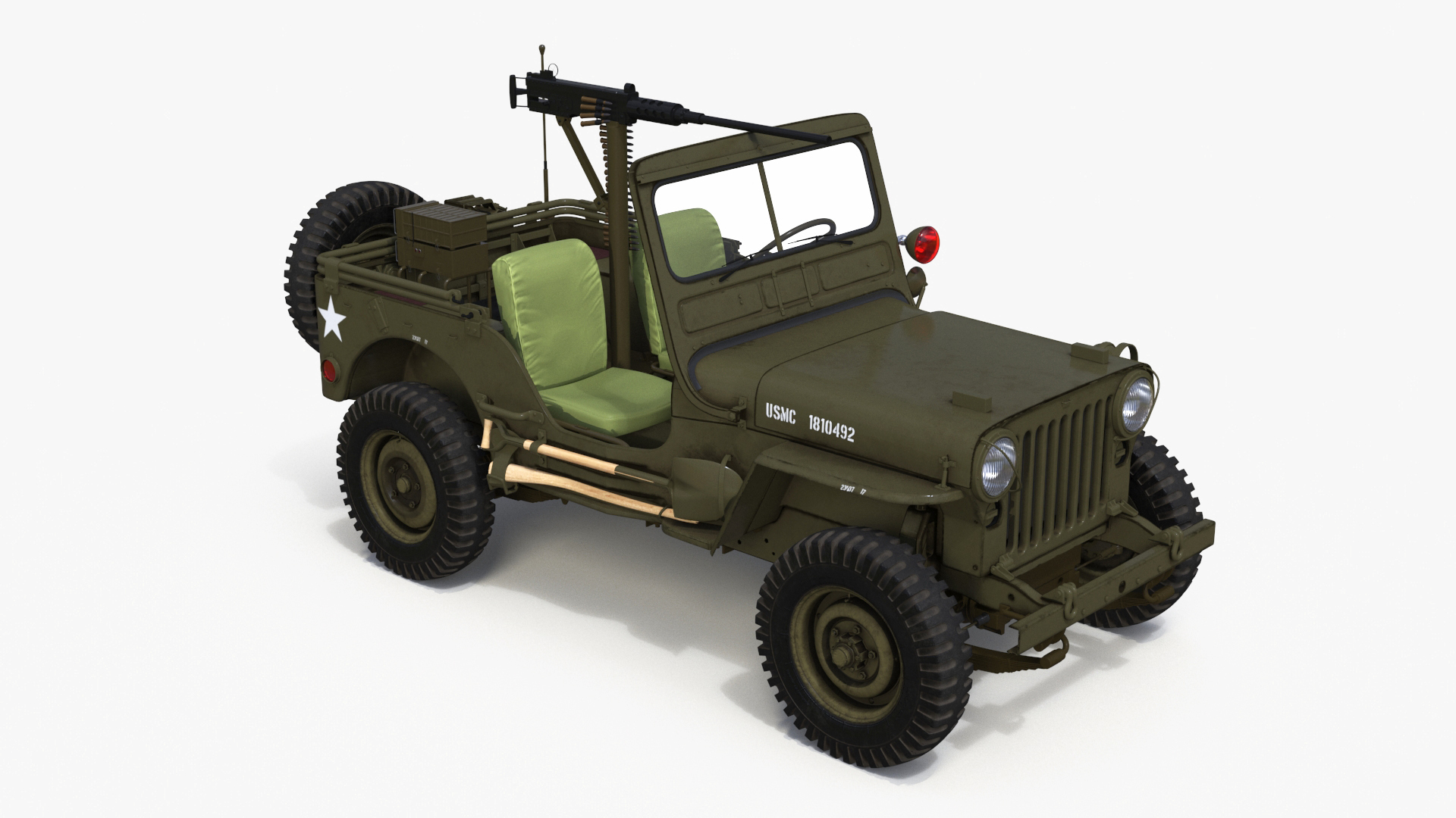 3D Military Jeep Willys M38 With Mounted Gun Rigged For Maya Model ...