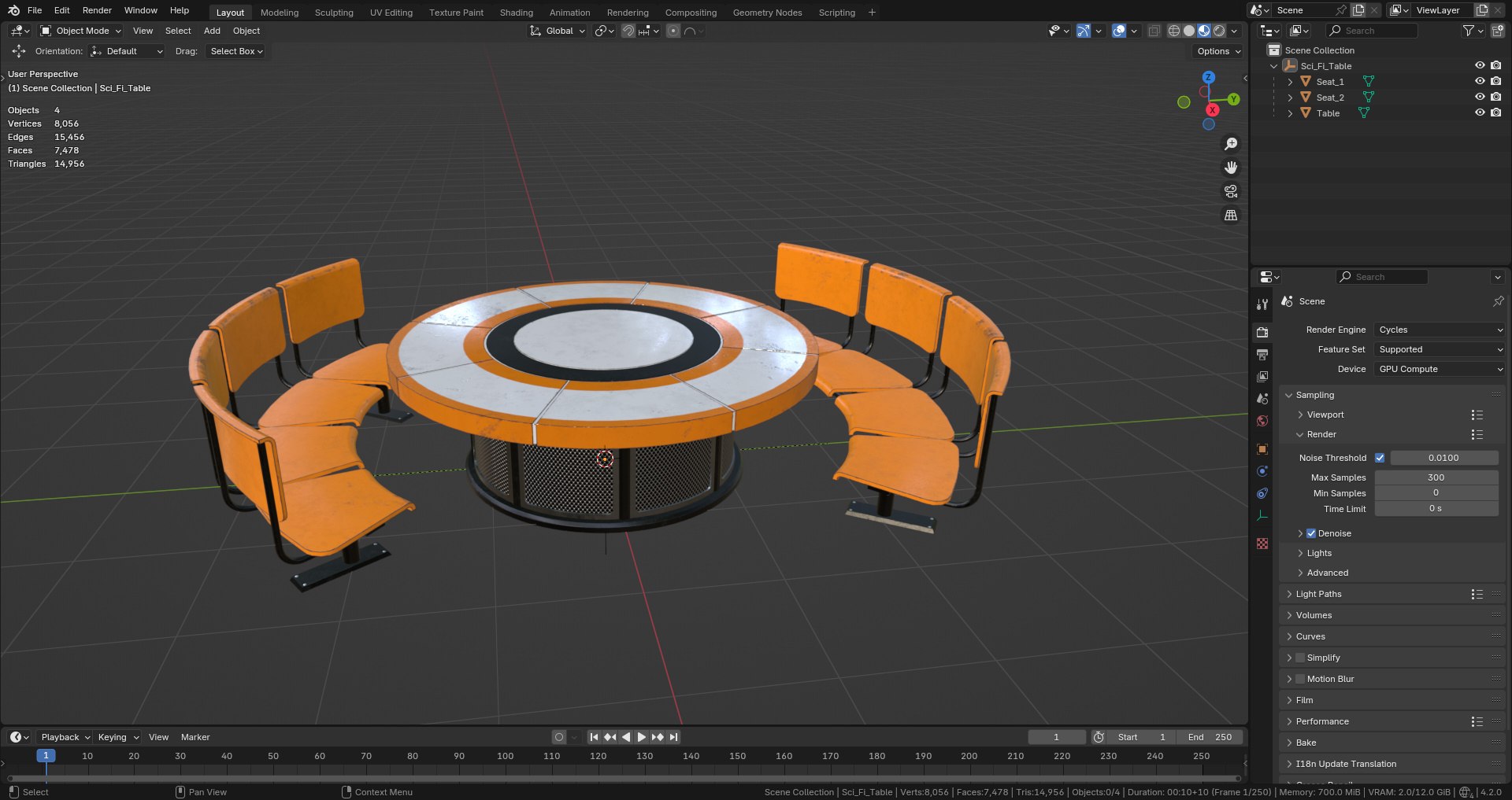 3D Sci-Fi Table And Seats PBR - TurboSquid 2276025