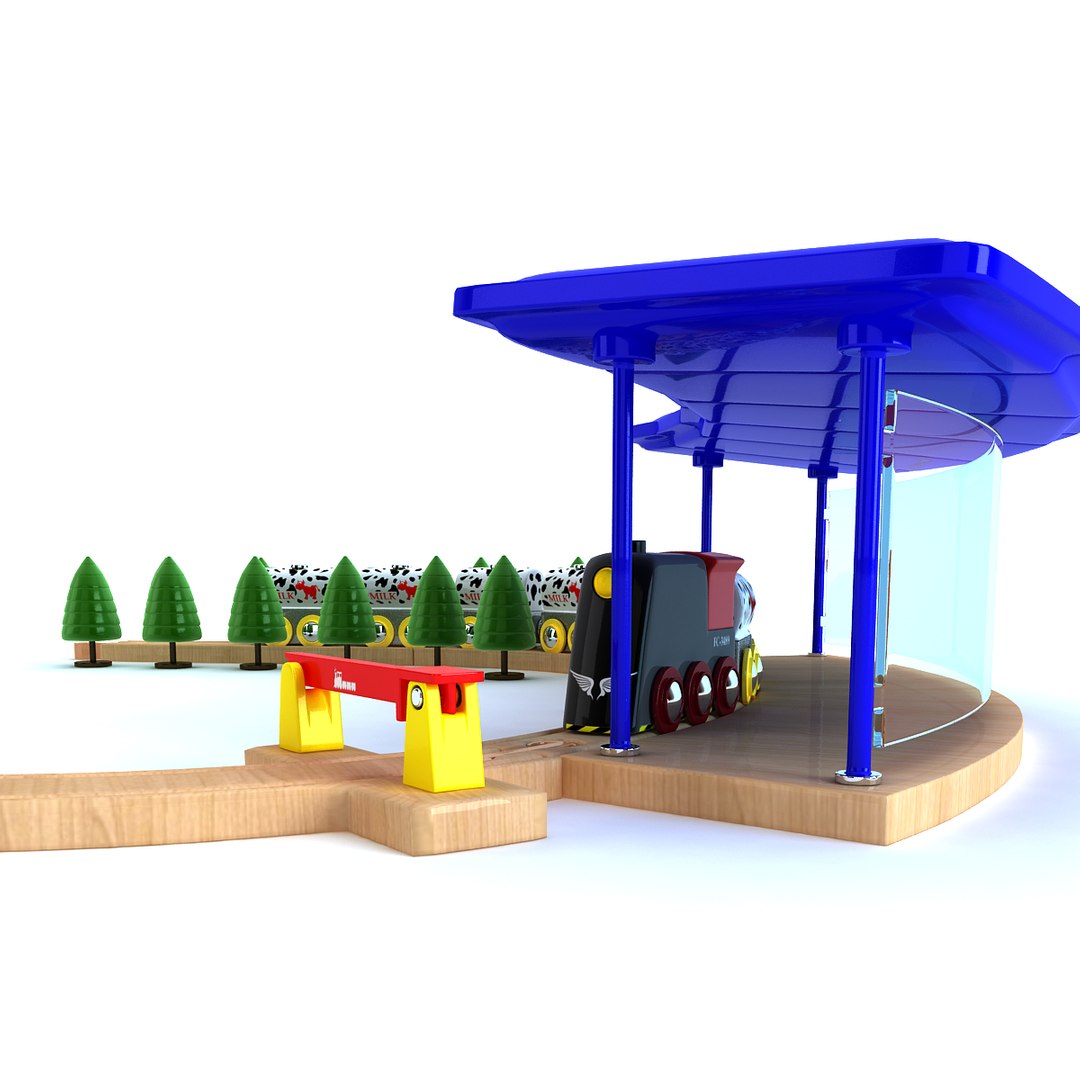 3d Model Kids Train Set Locomotive