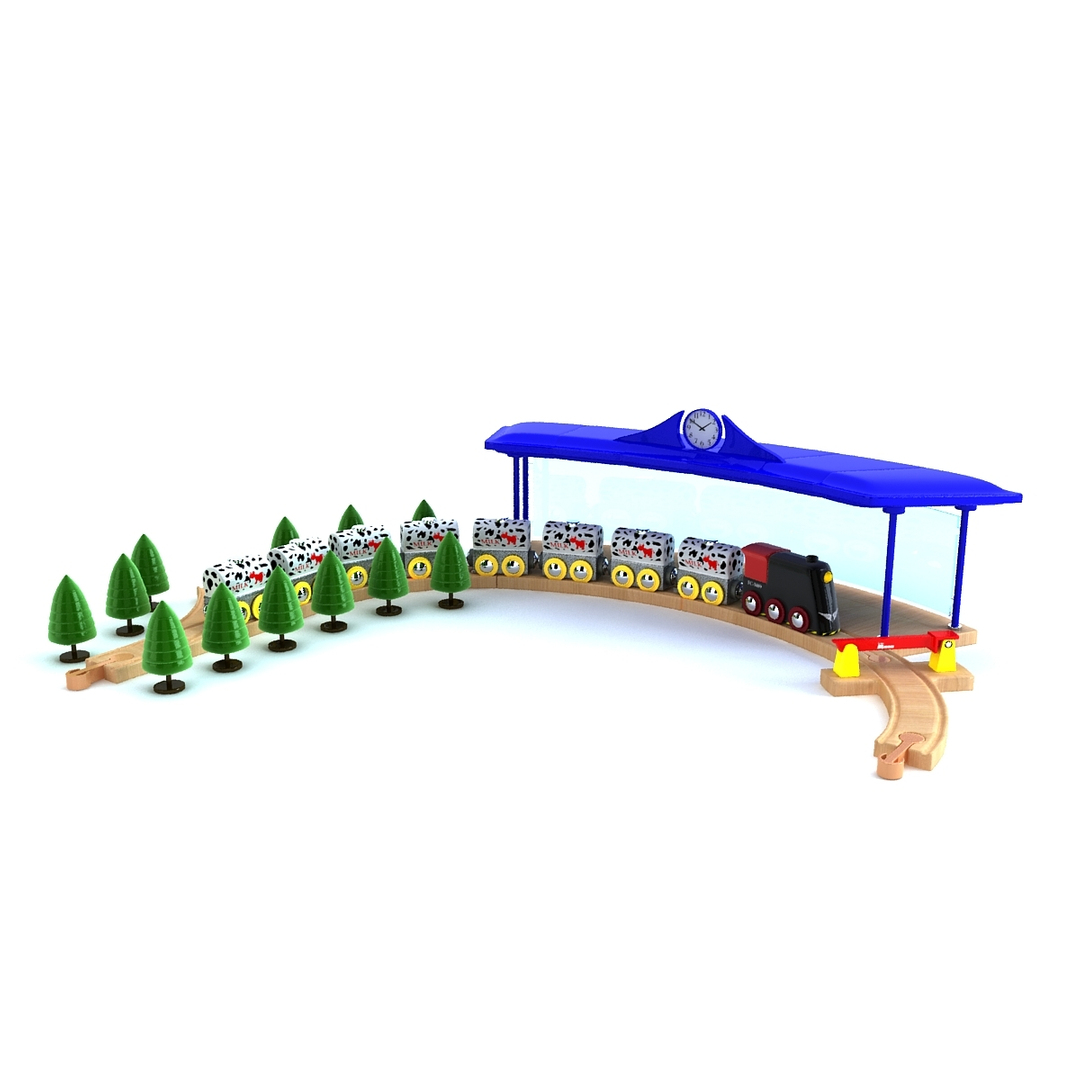 3d Model Kids Train Set Locomotive