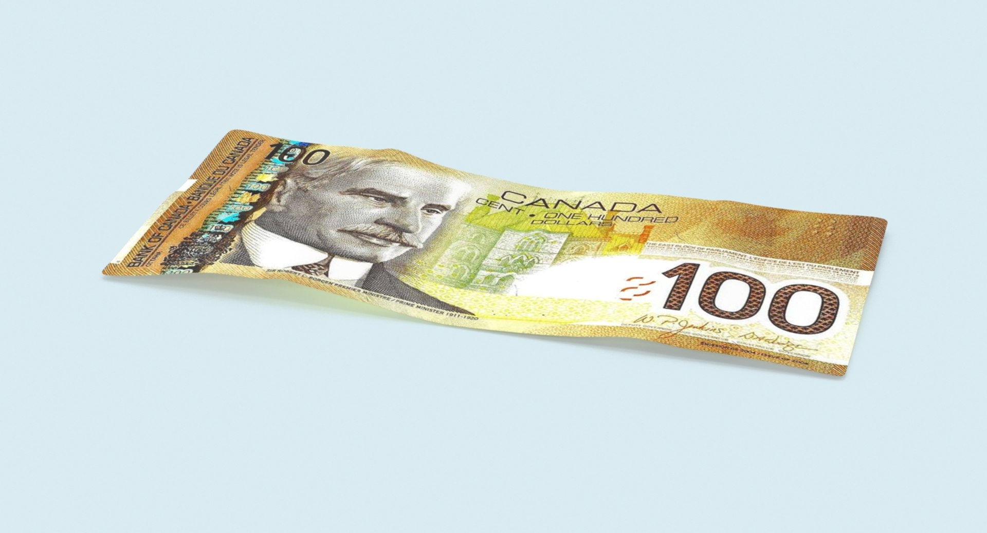 3d 100 Canadian Dollar Note Model