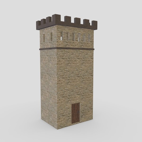 modèle 3D de Château Médiéval Module 07 Low Poly PBR Réaliste ...