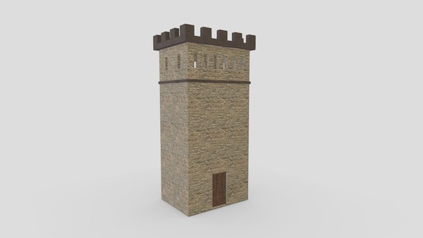 modèle 3D de Château Médiéval Module 07 Low Poly PBR Réaliste ...