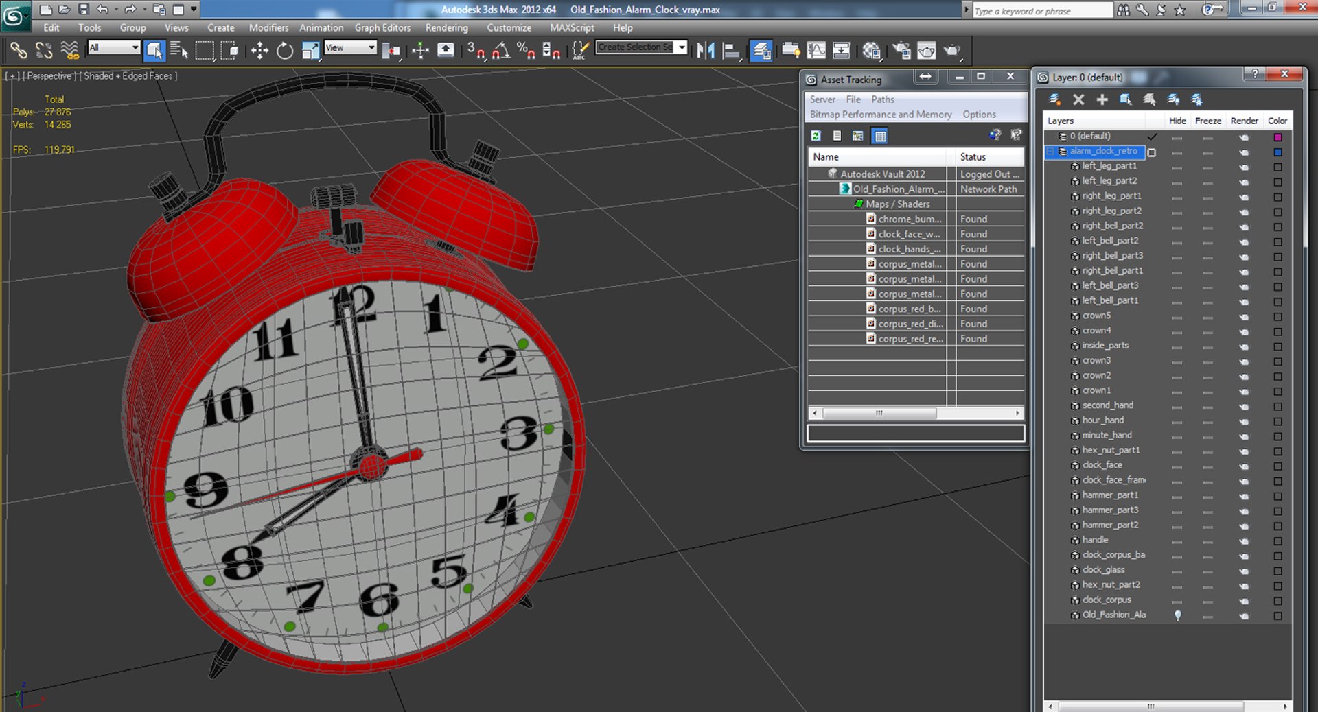 3D Old Fashion Alarm Clock - TurboSquid 1223733