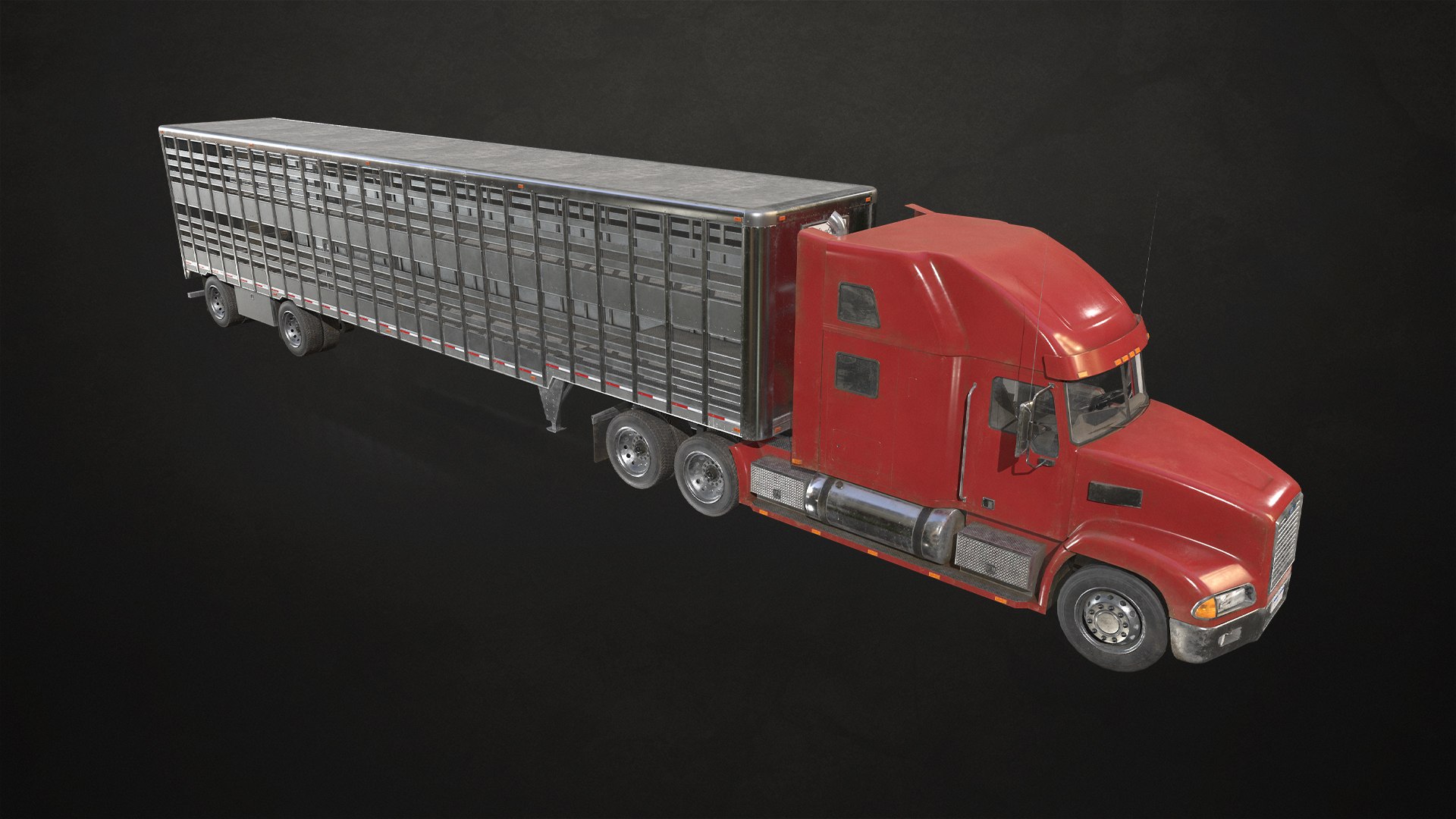 3D Model Semi Truck Livestock Trailer - Low Poly - TurboSquid 2293938