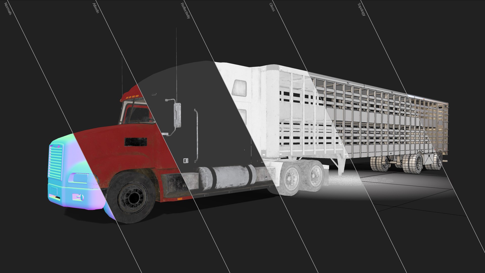 3D Model Semi Truck Livestock Trailer - Low Poly - TurboSquid 2293938