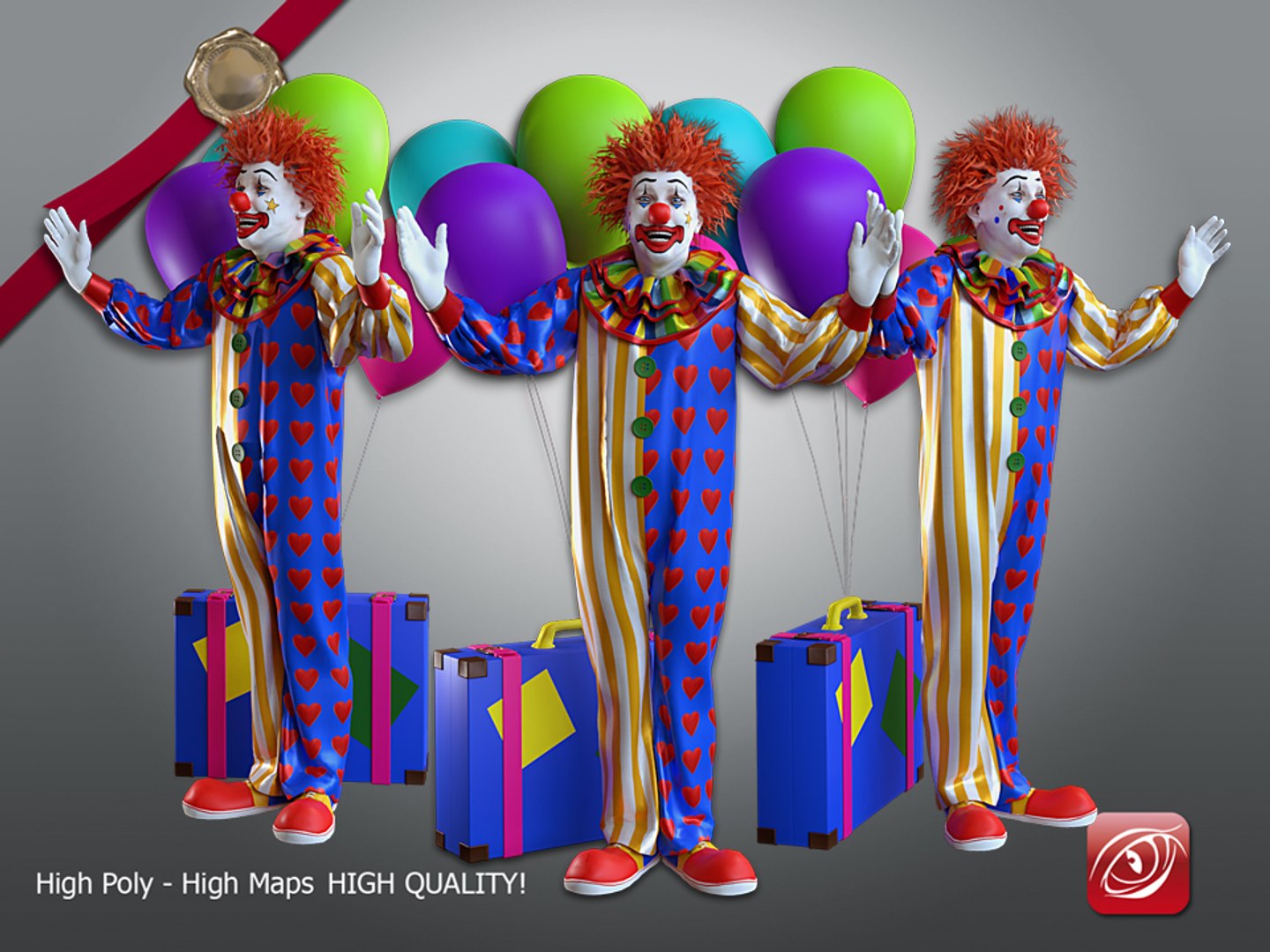 3D Model Male Clown 001 - TurboSquid 1239717