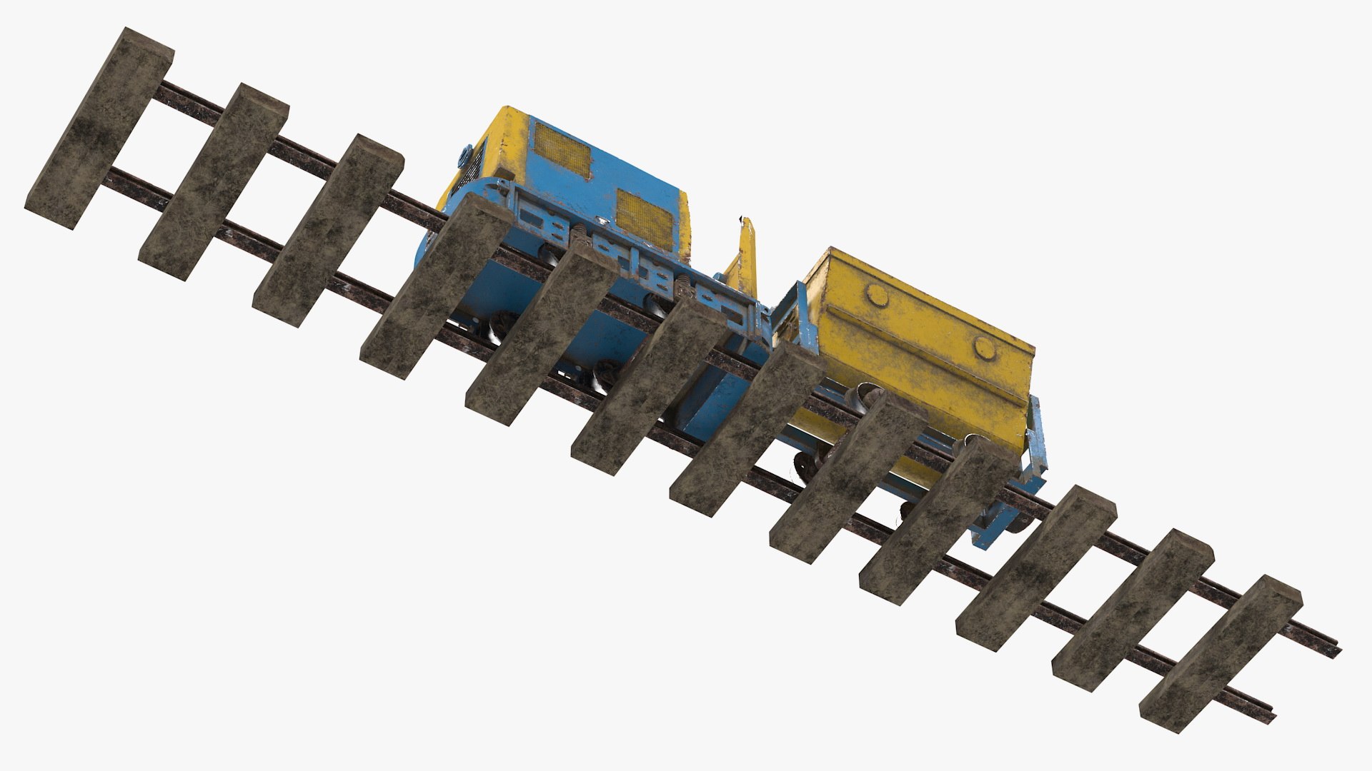 3D mining locomotive minecart railway - TurboSquid 1511236