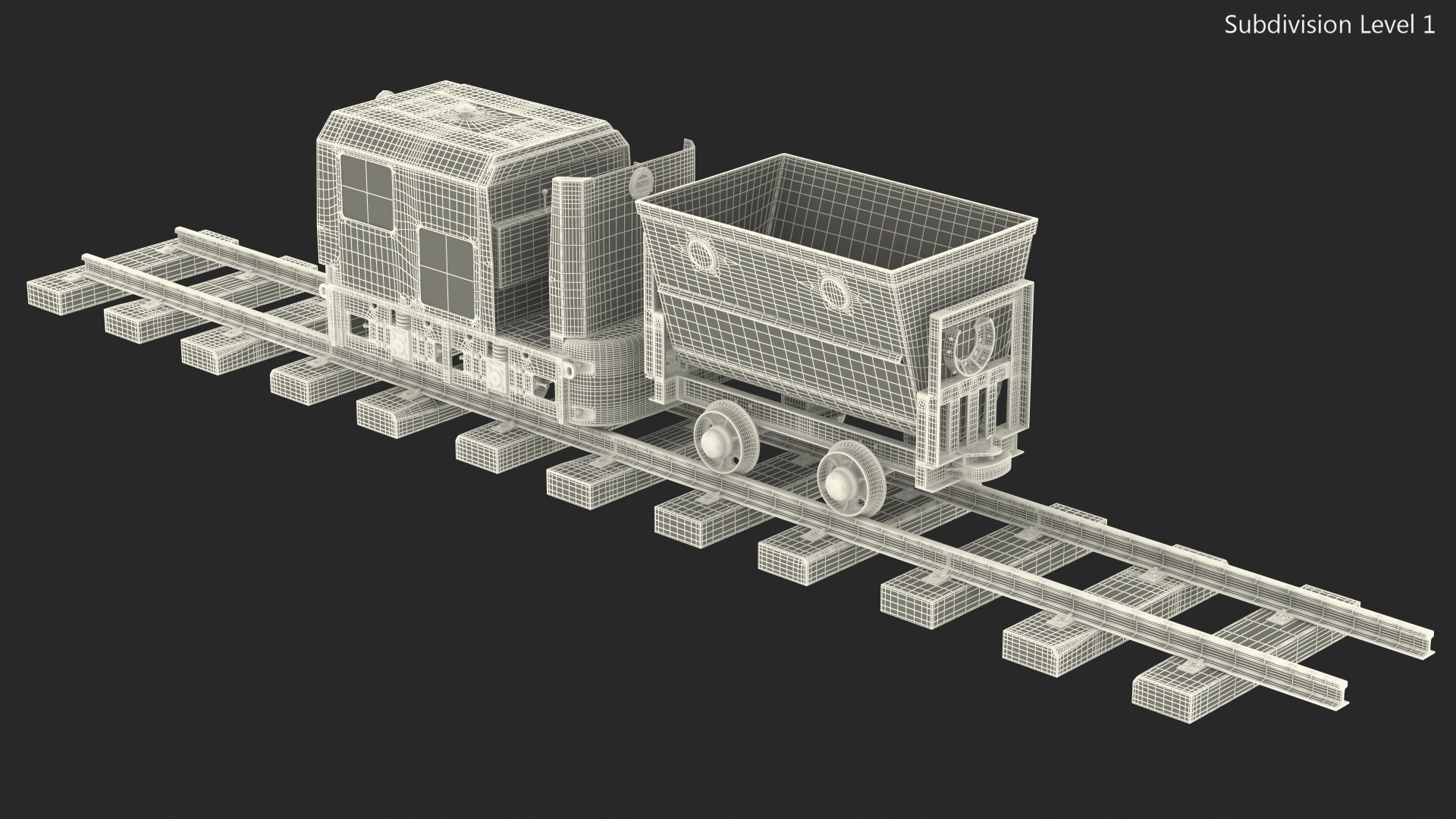 3D mining locomotive minecart railway - TurboSquid 1511236