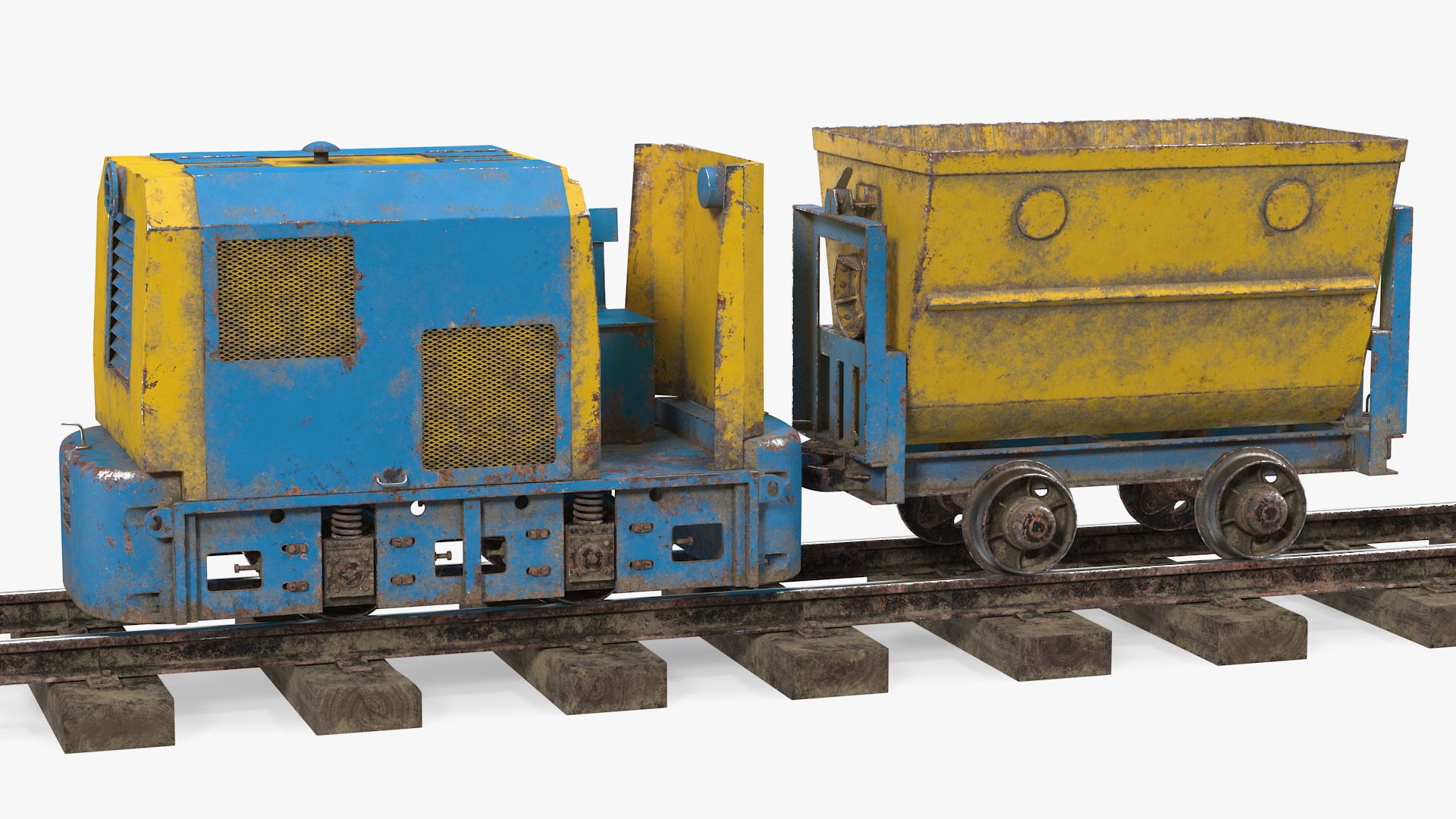 3D mining locomotive minecart railway - TurboSquid 1511236