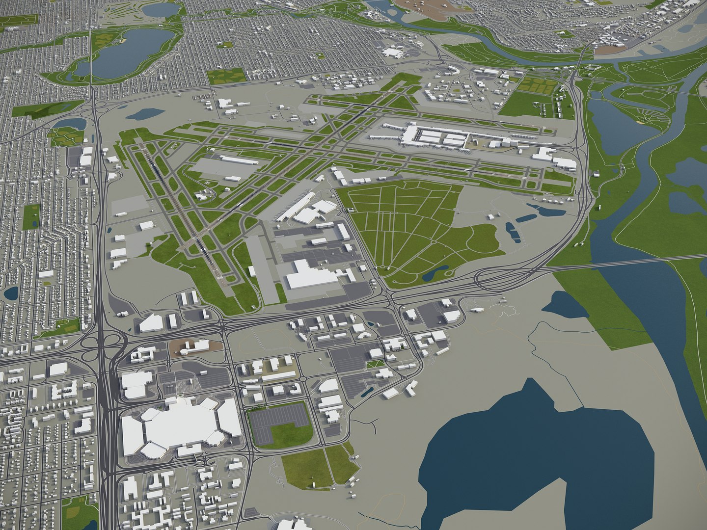 3D City Minneapolis Surrounding Area Model - TurboSquid 1404398