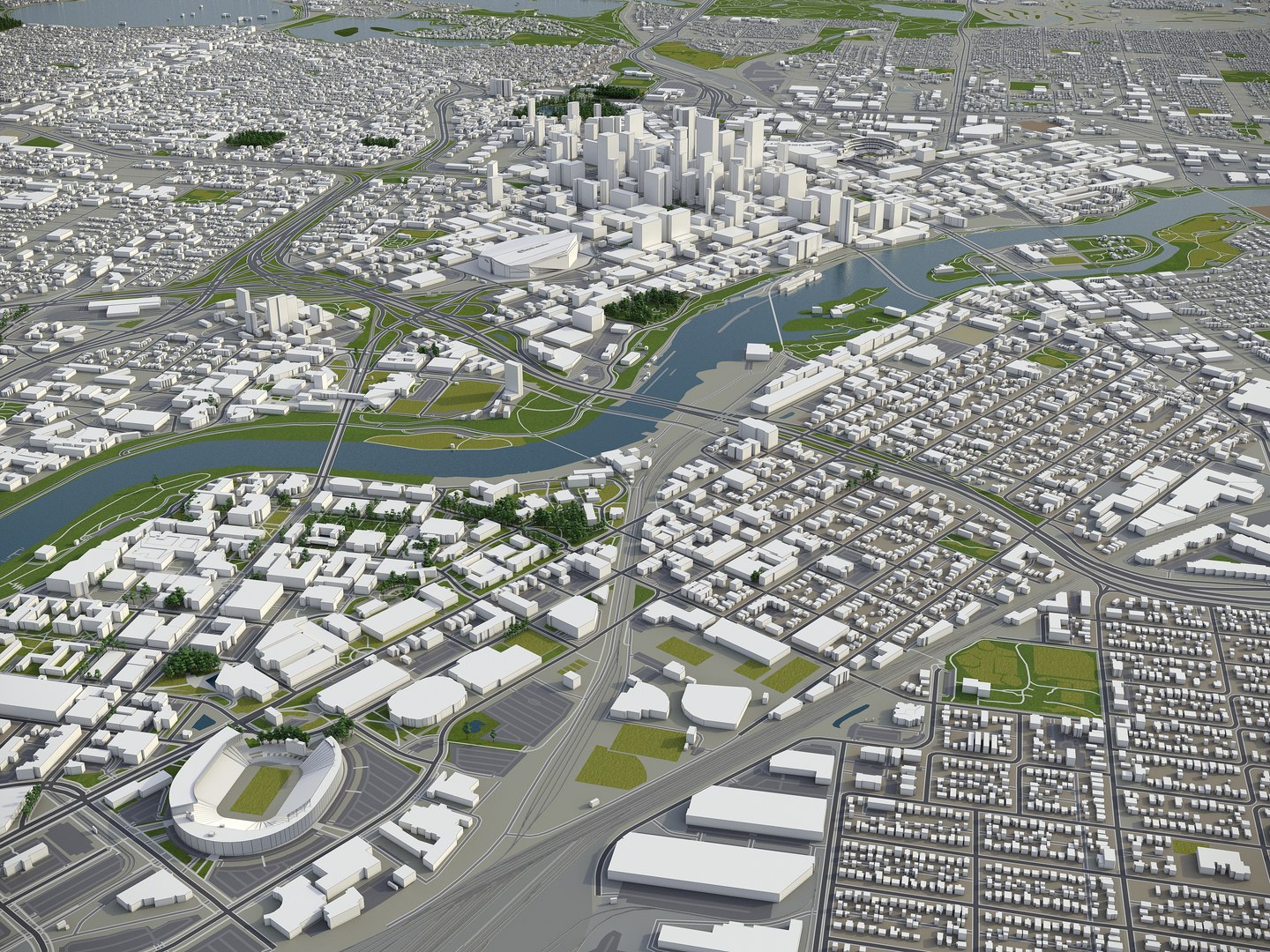 3D City Minneapolis Surrounding Area Model - TurboSquid 1404398