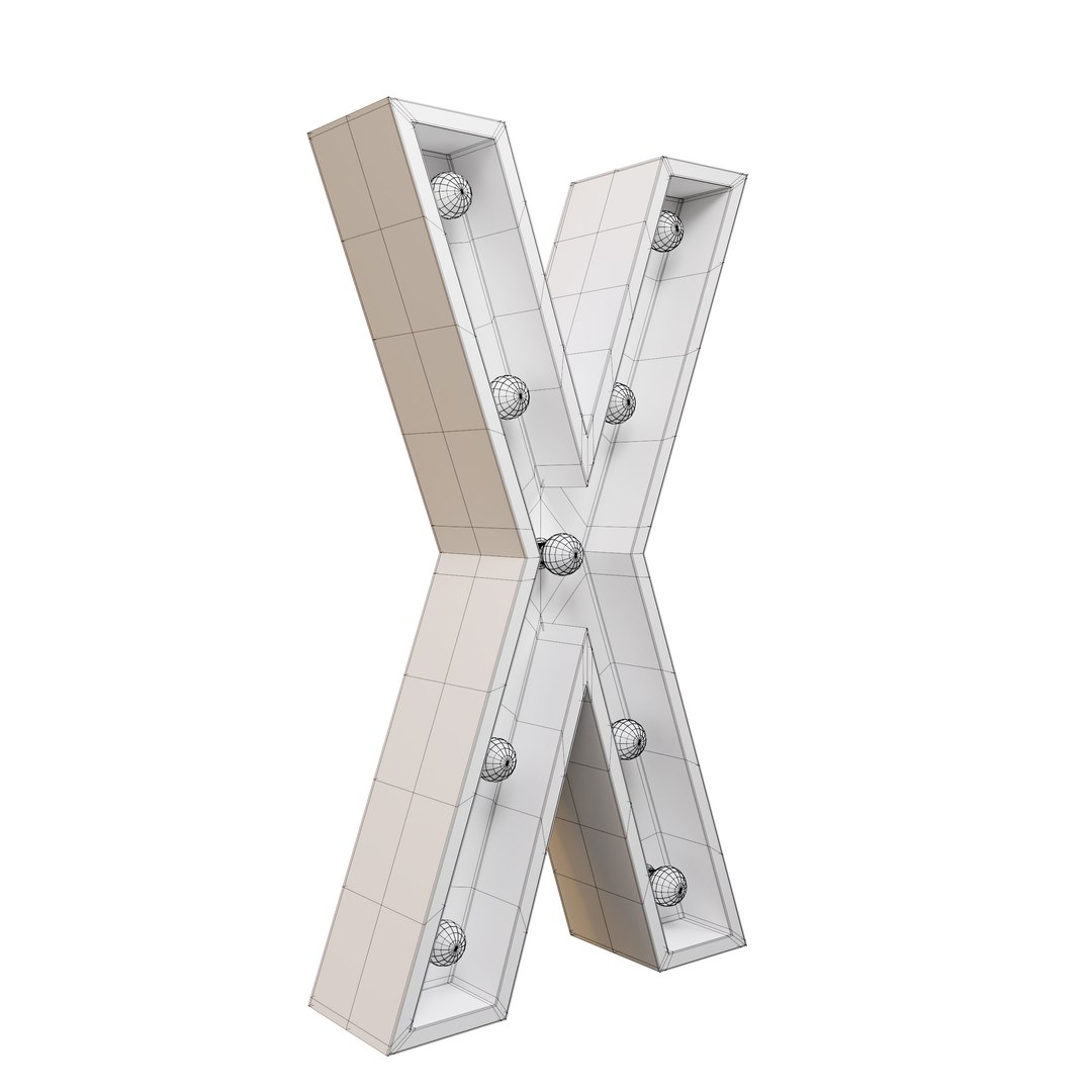 3D Model Marquee Letter X Light Bulb Wooden Glow Sign - TurboSquid 1974660