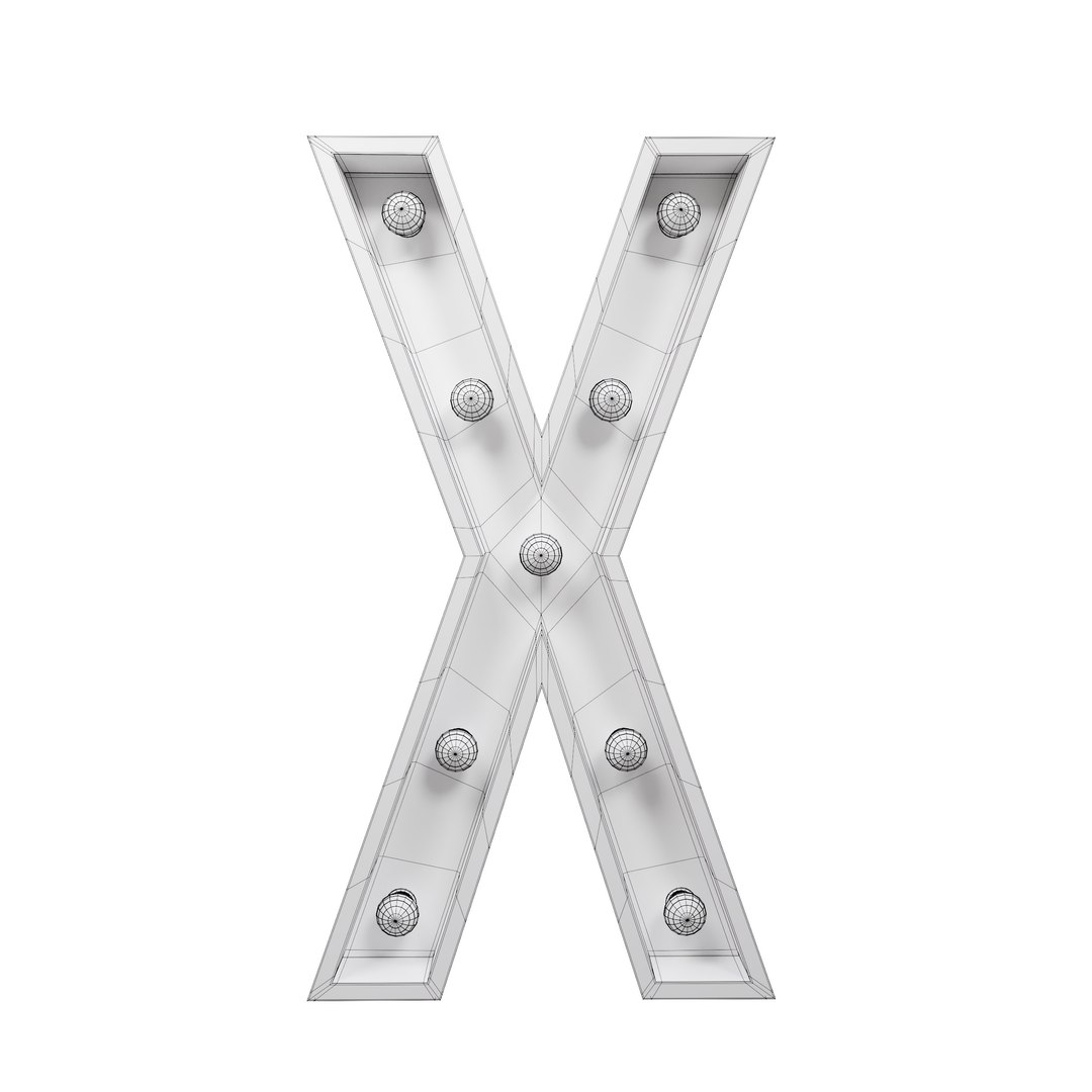 3D Model Marquee Letter X Light Bulb Wooden Glow Sign - TurboSquid 1974660