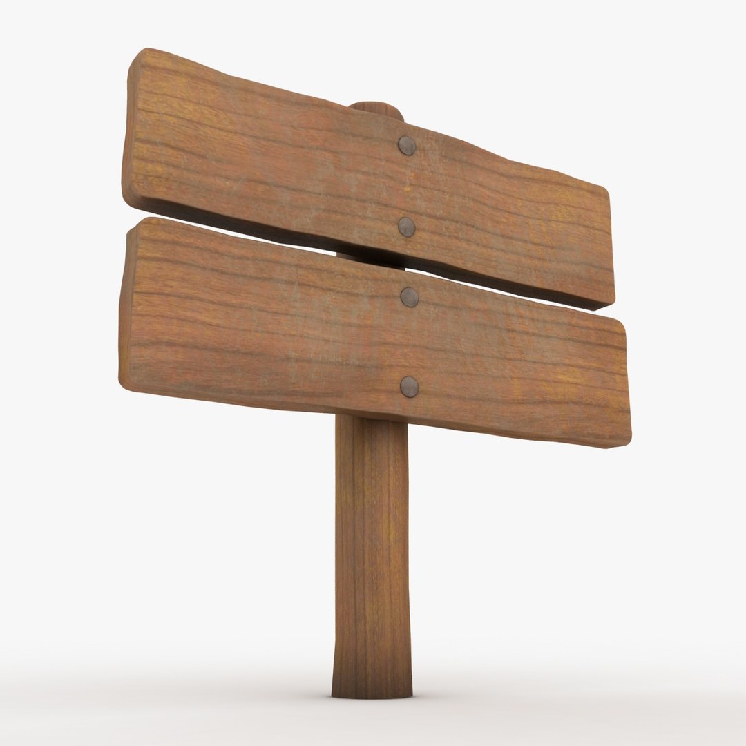 3d Model Realistic Wooden Signboard Set