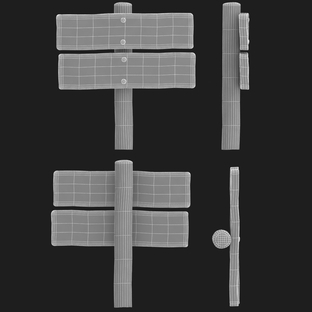 3d Model Realistic Wooden Signboard Set