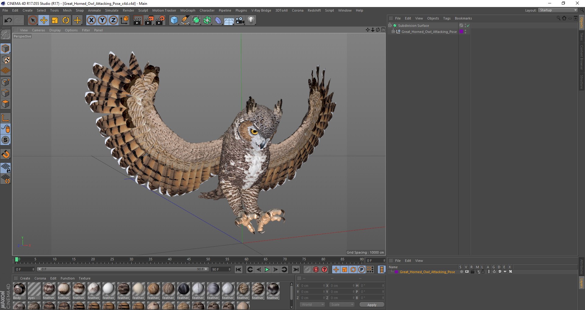 Great horned owl attacking 3D model - TurboSquid 1519607