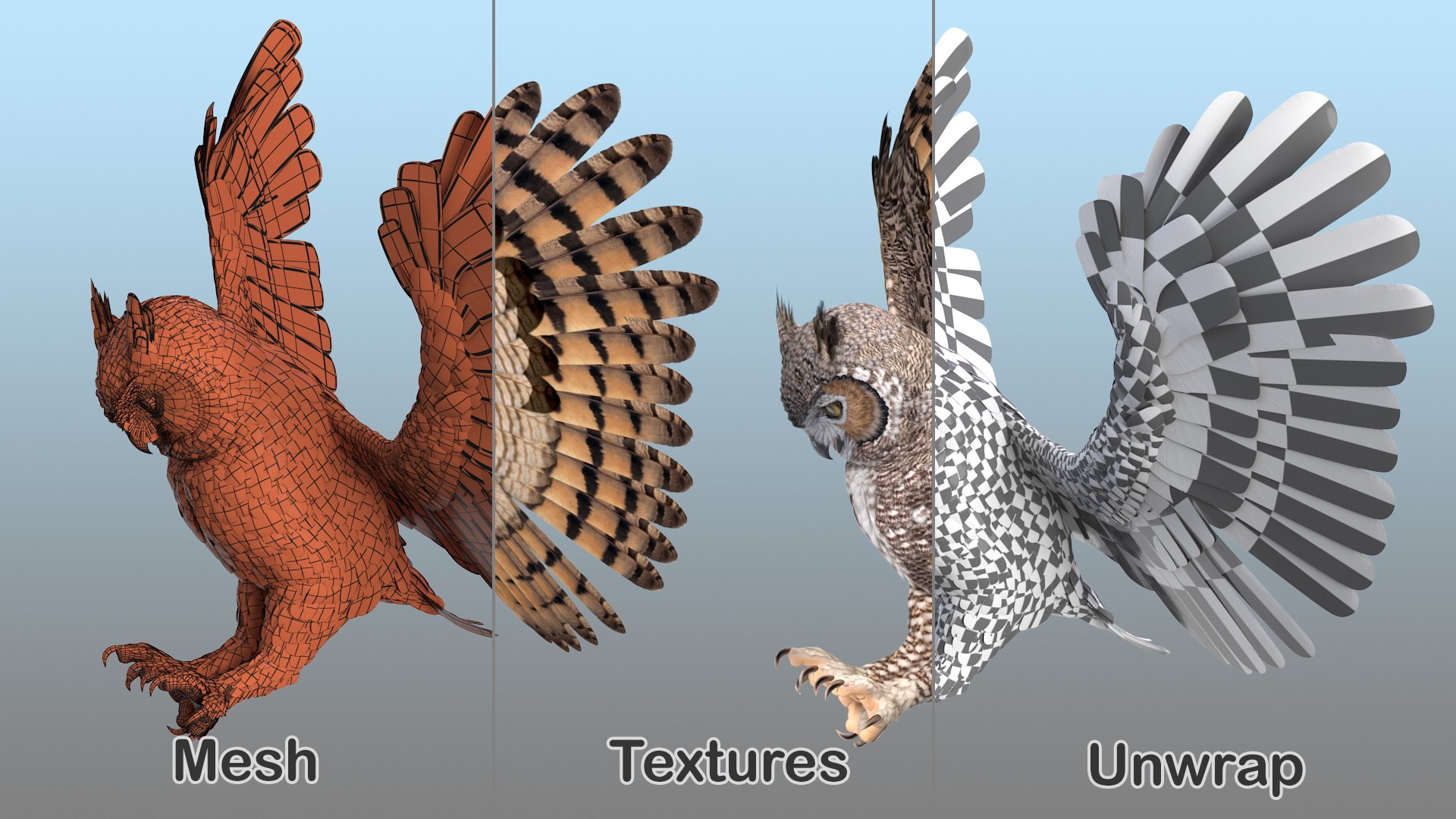 Great horned owl attacking 3D model - TurboSquid 1519607