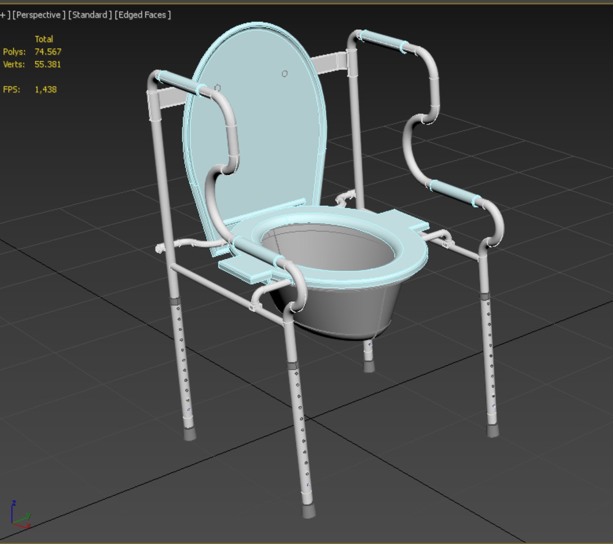 3D TOILET SEAT CHAIR COMMODE BEDSIDE BEDPAN WALKER STAND SHOWER AID Model - TurboSquid 2344664