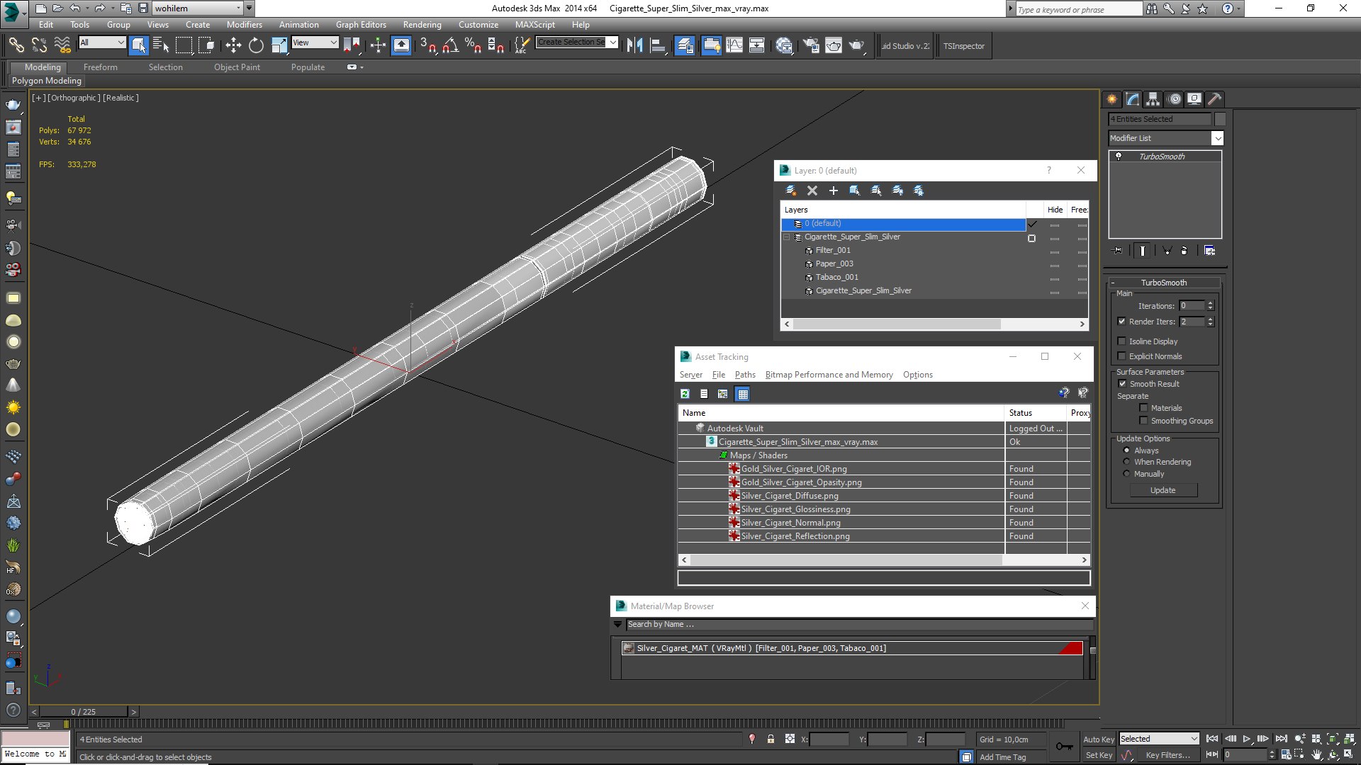 3D Model Cigarette Super Slim Silver - TurboSquid 2281796
