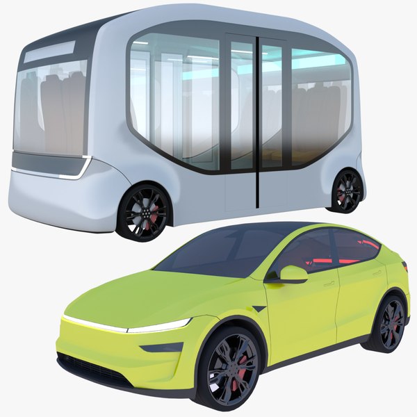 modelo 3d Tesla Juniper y autobús lanzadera - TurboSquid 2386988