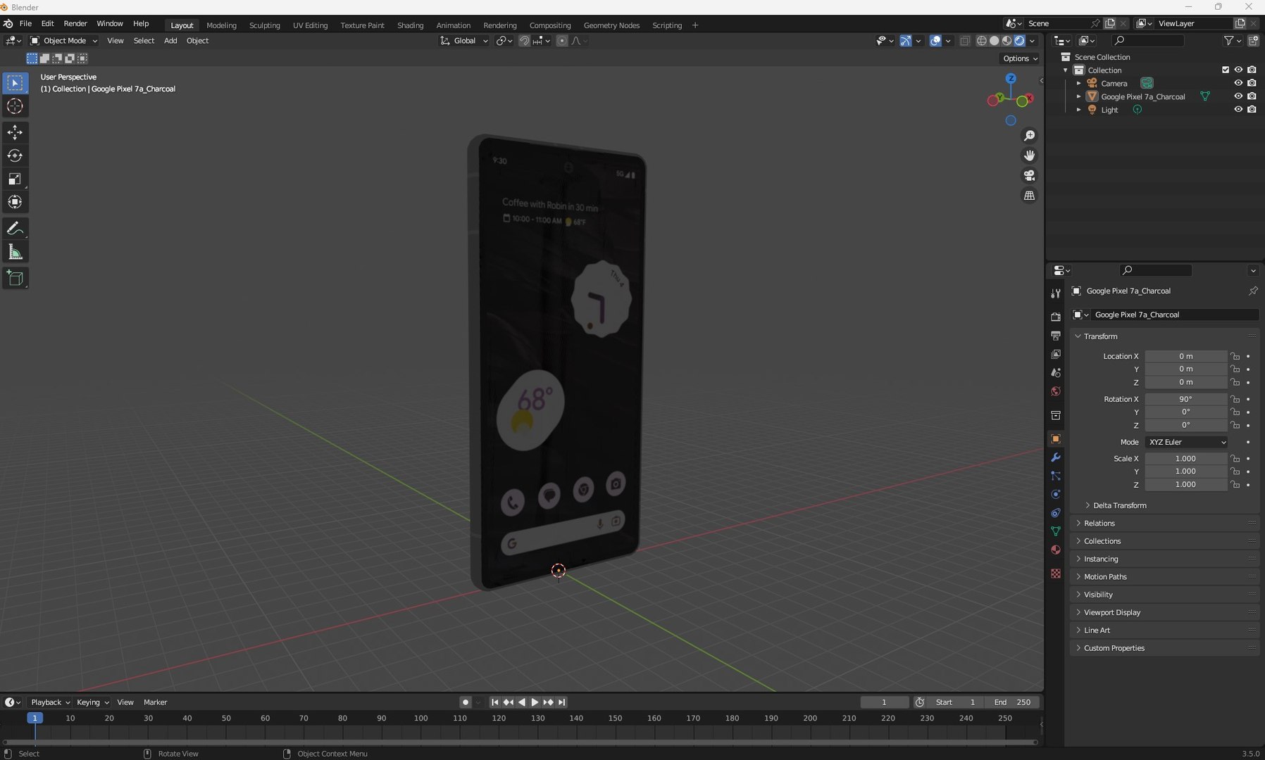 Google Pixel 7a Charcoal 3D Model - TurboSquid 2072172