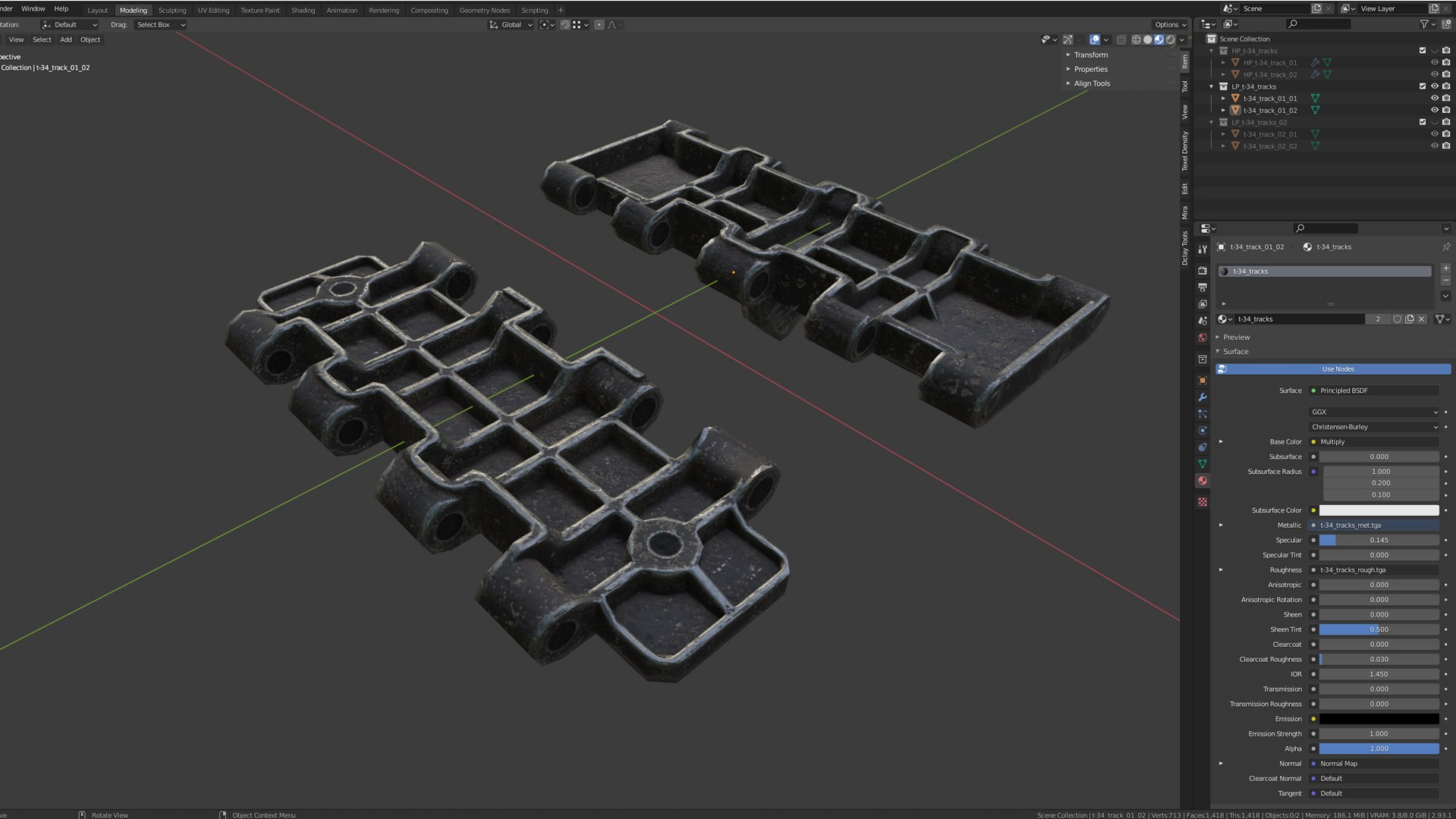 3D T-34 Tank Tracks Set Model - TurboSquid 1780724