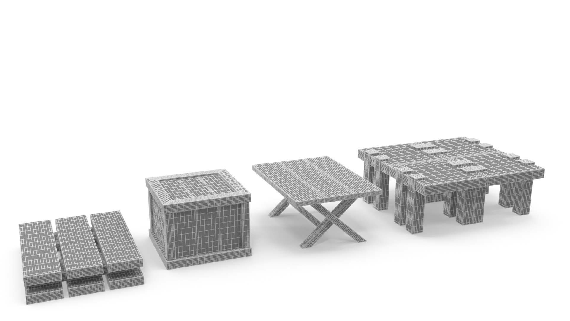 3D Cartoon Tables Pallet And Box - TurboSquid 2353418
