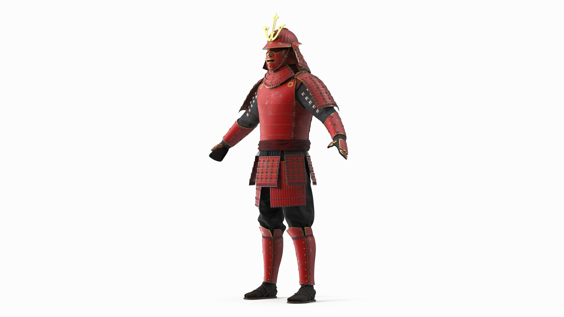 Traditional Japanese Yoroi Armor With Mask Red Old 3D Model ...