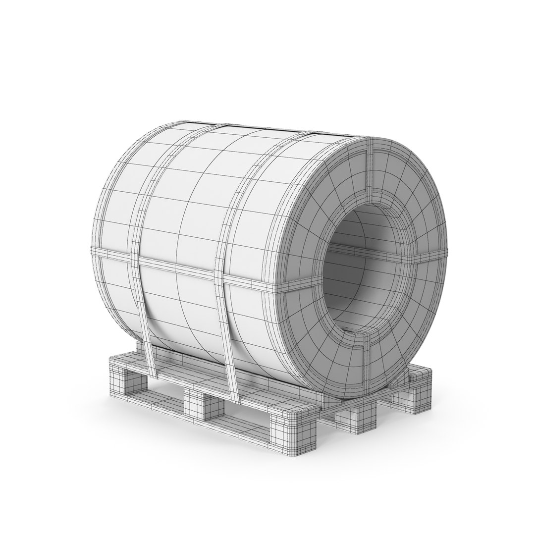 3D Steel Coil On Wood Pallet - TurboSquid 2113659