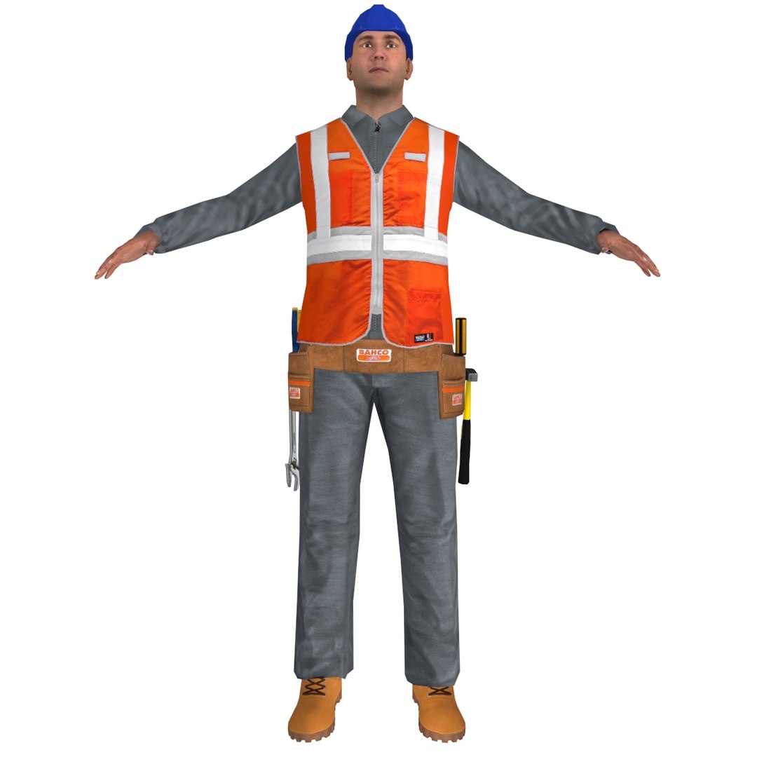 3d Model Rigged Worker Biped Man