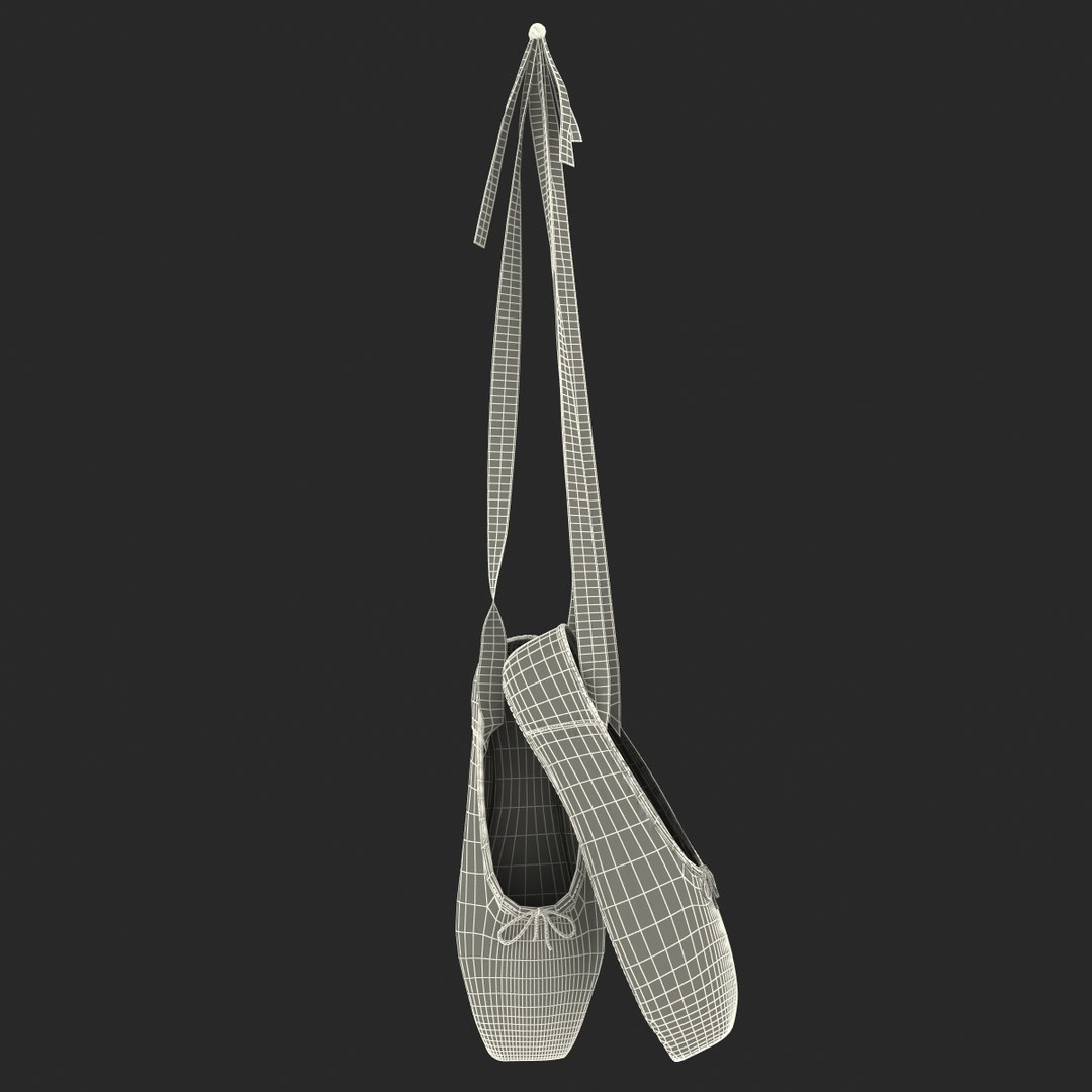 3d model hanging pink ballet shoes