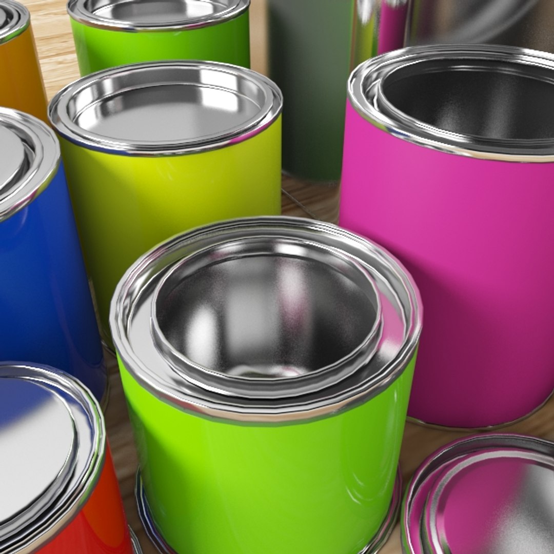 3d Paint Cans Brush Model
