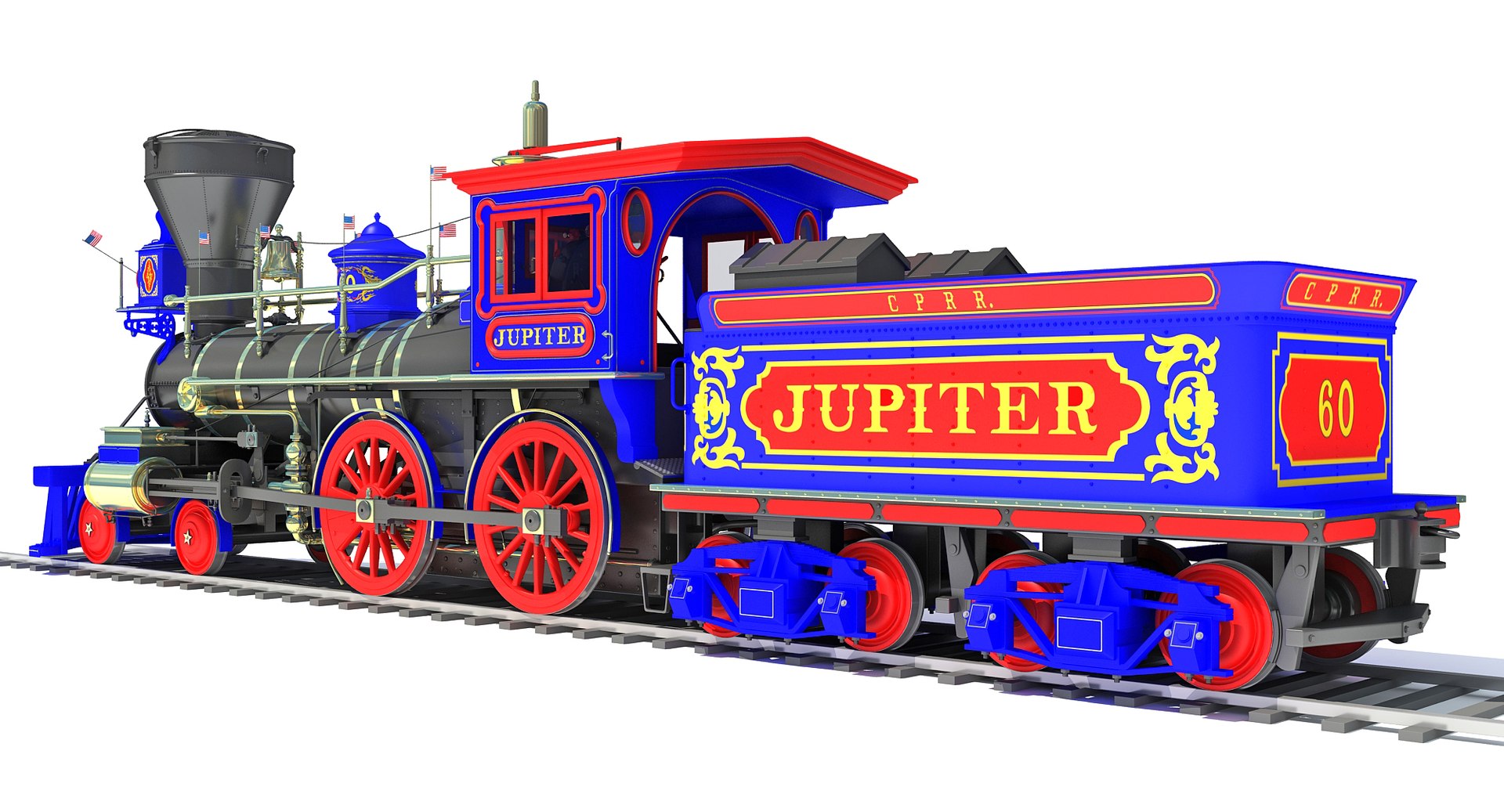 Jupiter Steam Locomotive Train 3D Model - TurboSquid 1378095