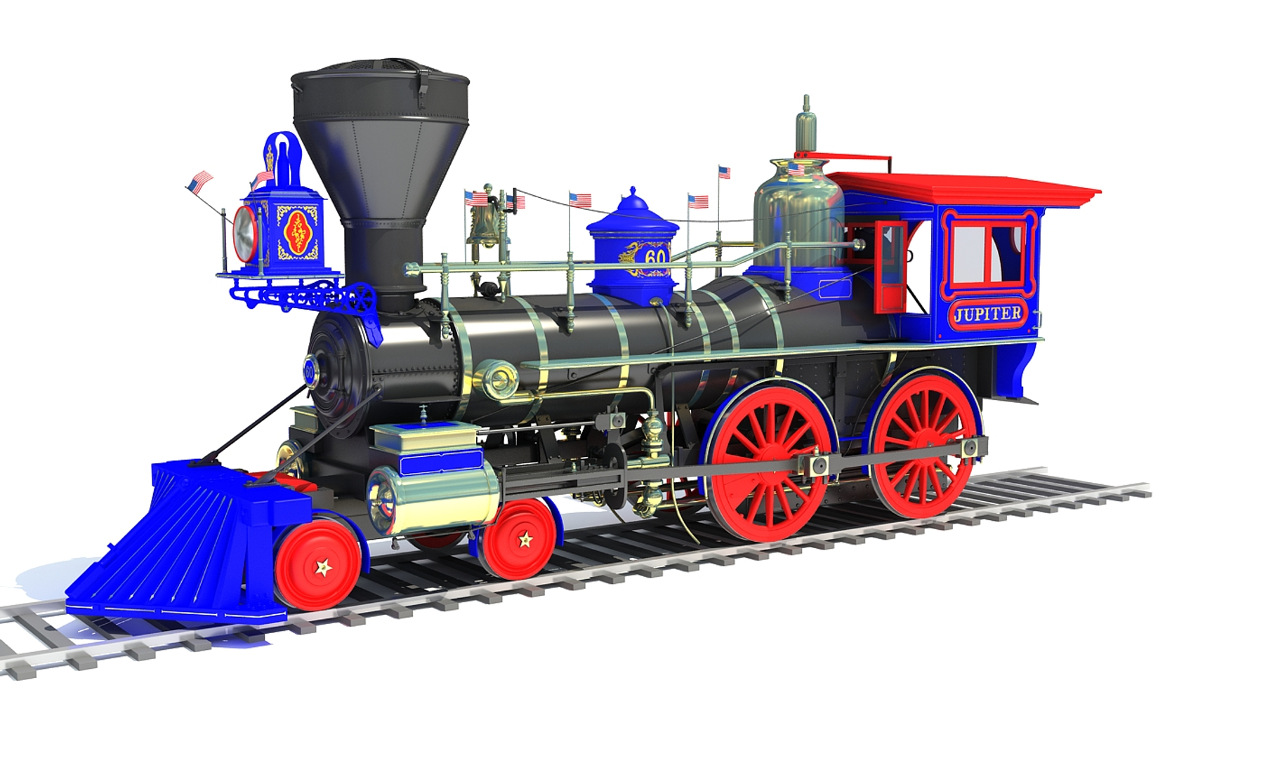 Jupiter Steam Locomotive Train 3D Model - TurboSquid 1378095