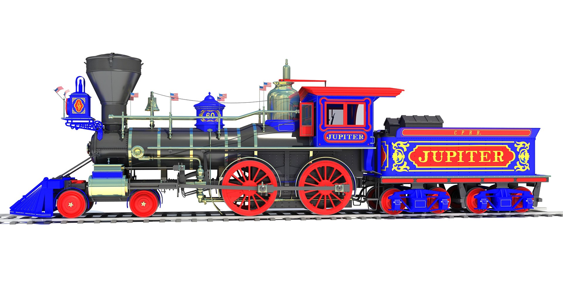 Jupiter Steam Locomotive Train 3D Model - TurboSquid 1378095