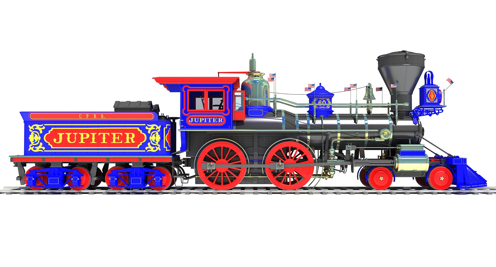 Jupiter Steam Locomotive Train 3D Model - TurboSquid 1378095