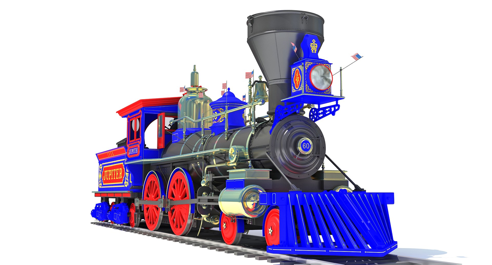 Jupiter Steam Locomotive Train 3D Model - TurboSquid 1378095