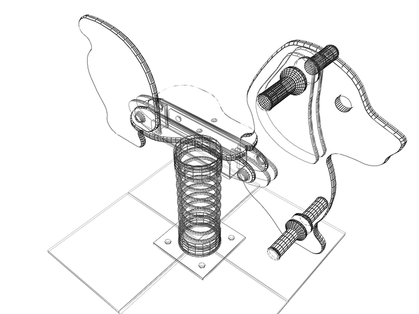 3d model spring rocking dog
