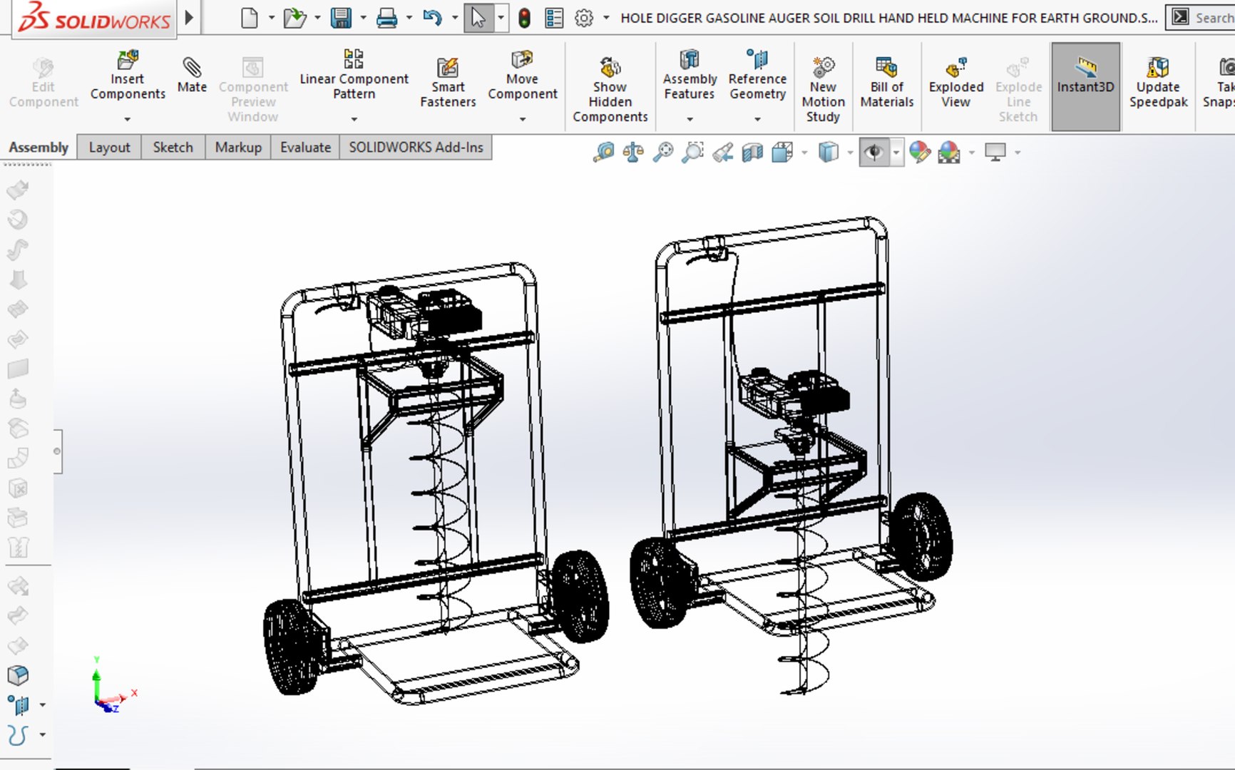 3D Model HOLE DIGGER AUGER SOIL DRILL HAND HELD MACHINE FOR EARTH ...