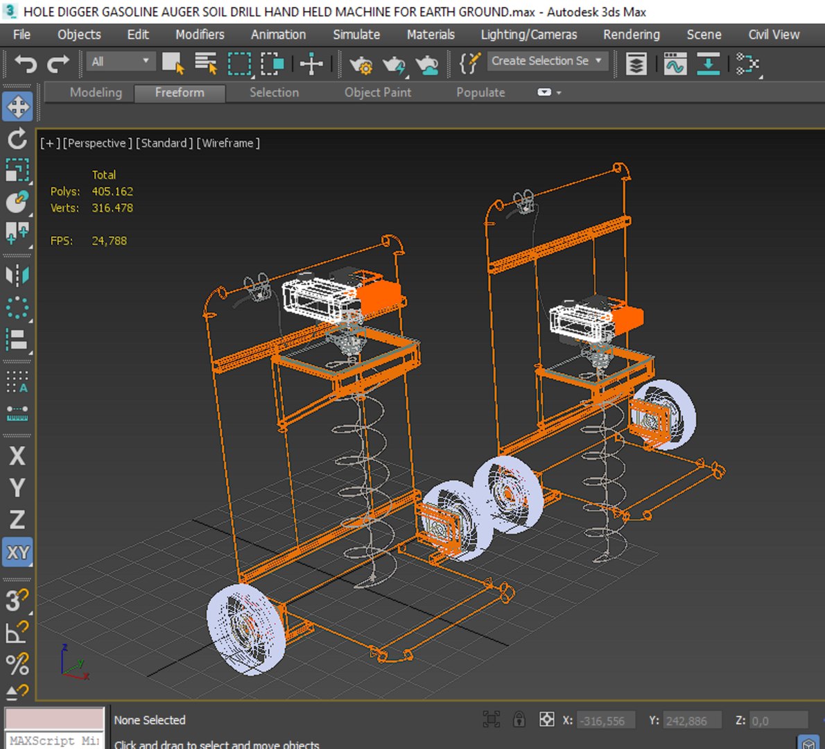 3D Model HOLE DIGGER AUGER SOIL DRILL HAND HELD MACHINE FOR EARTH ...
