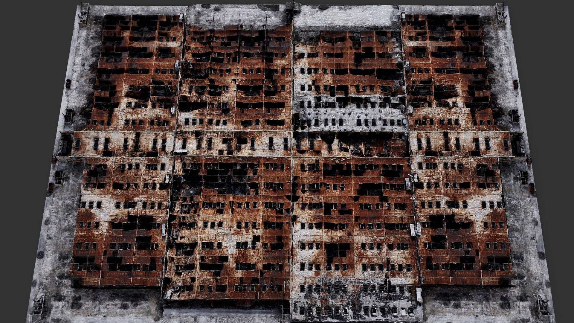 3D Destroyed Factory Building Ruins Burned Roof Scan - TurboSquid 2338889