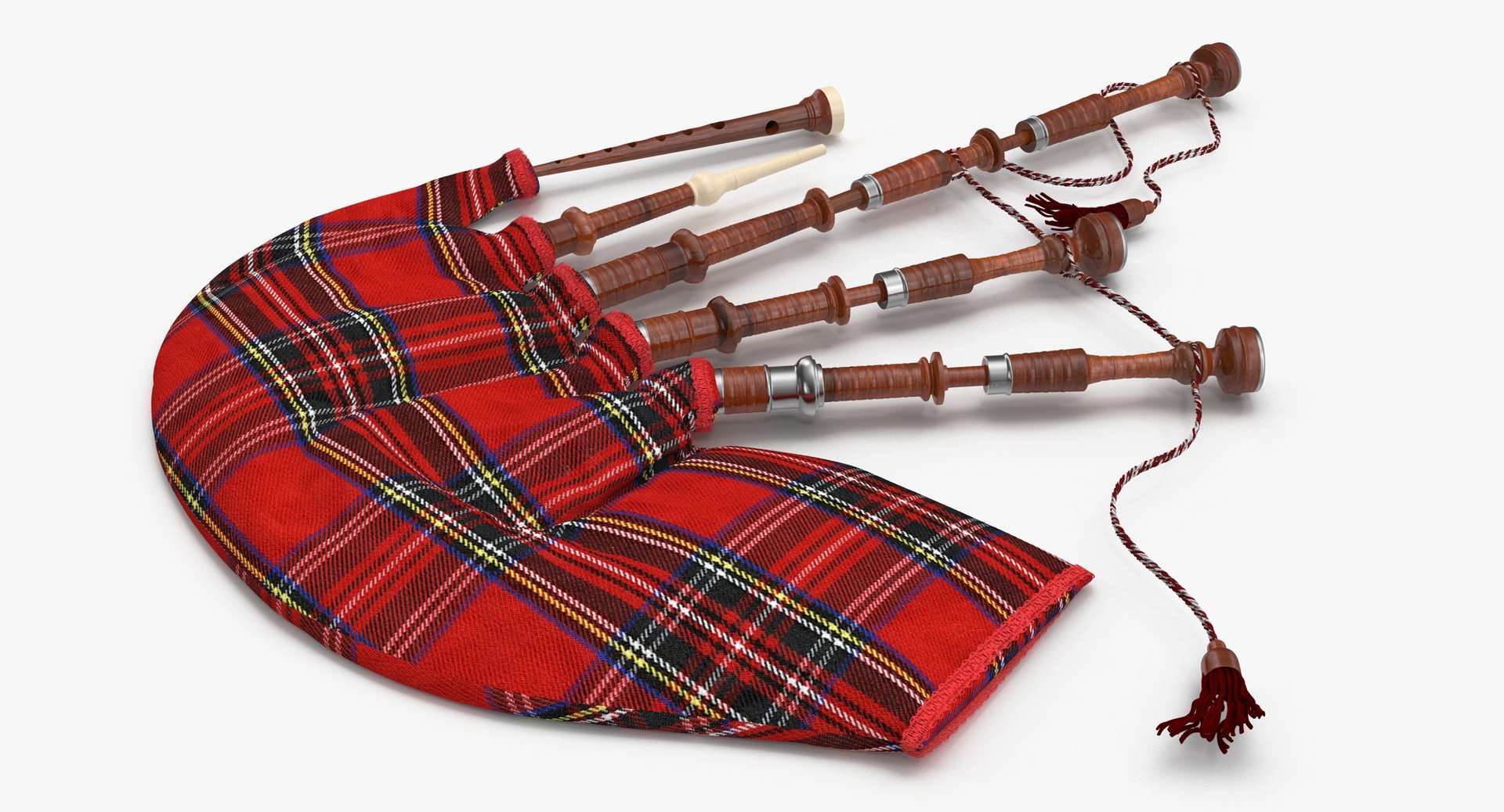Bagpipes Red 3d Model